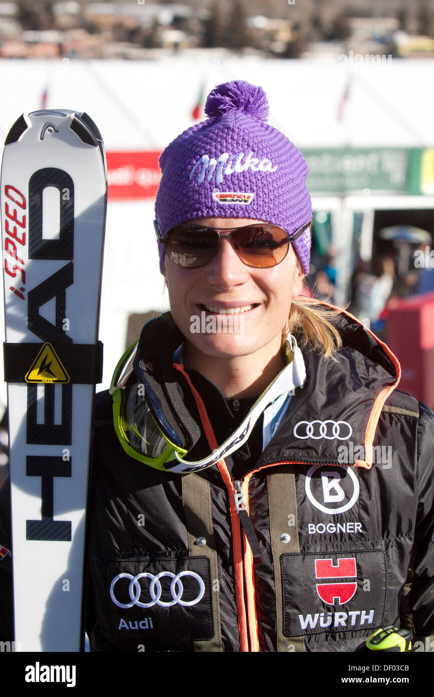 Maria Hoefl-Riesch, a German alpine skier, portrait, Aspen, Colorado ...