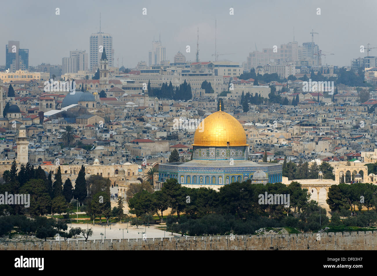 View from the Mount of Olives on the Dome of the Rock on the Temple ...