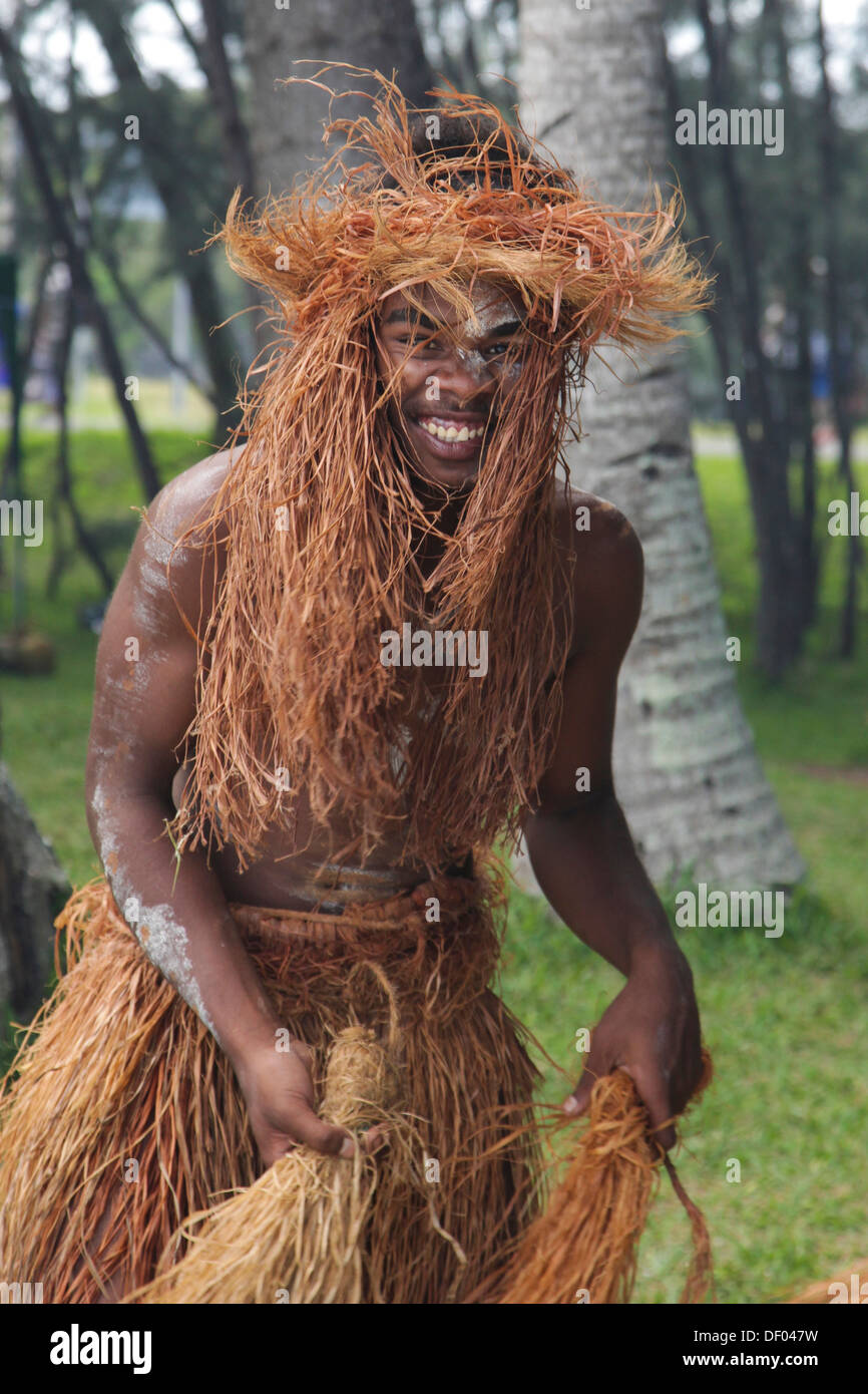 South Sea dancer wearing a traditional costume, Île des Pins, New ...