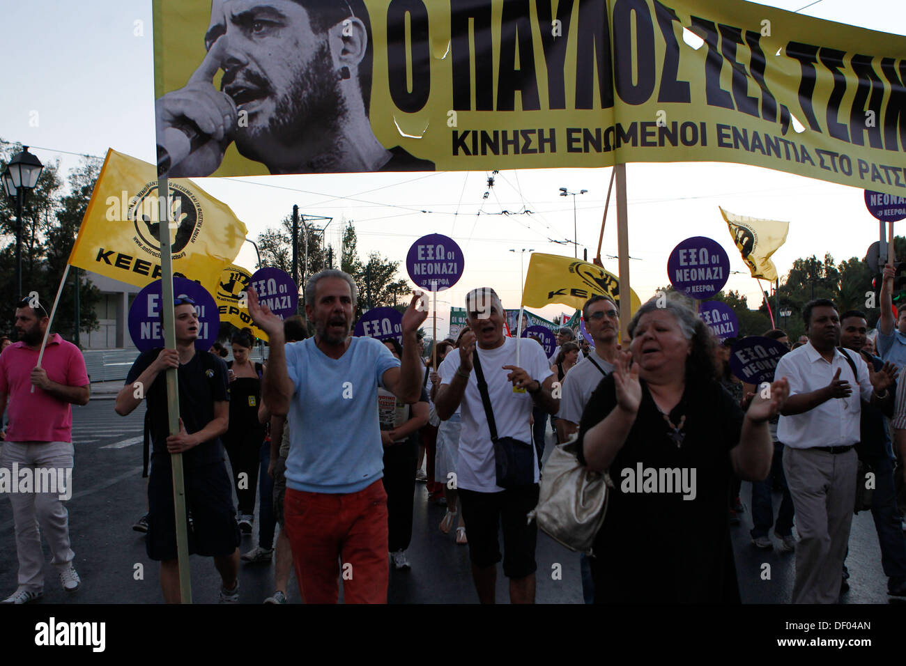 Athens, Greece. 25th Sep, 2013. Thousands of people gathered for anti ...