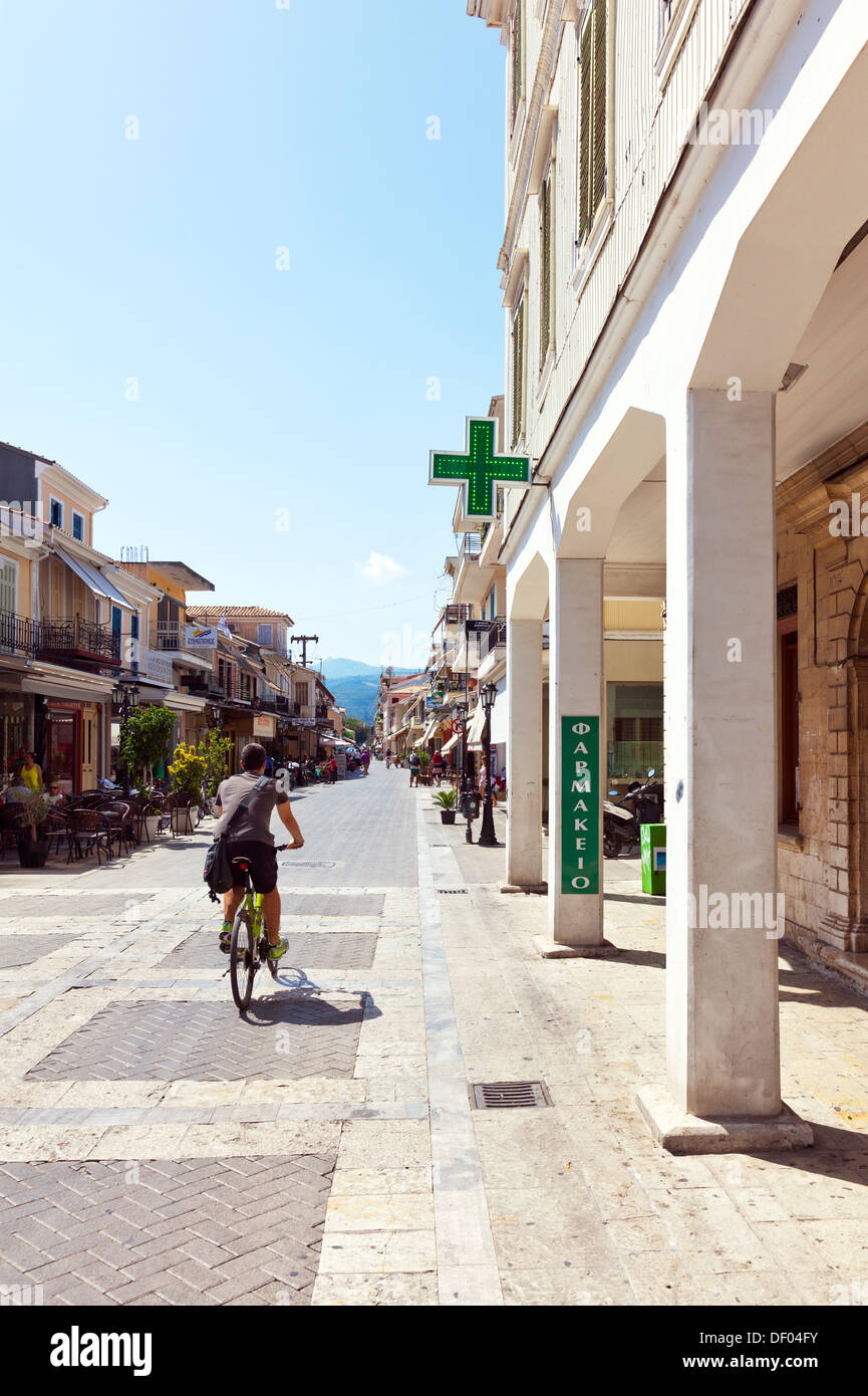 Pharmacist chemist exterior sign on main street Lefkada Lefkas Town ...