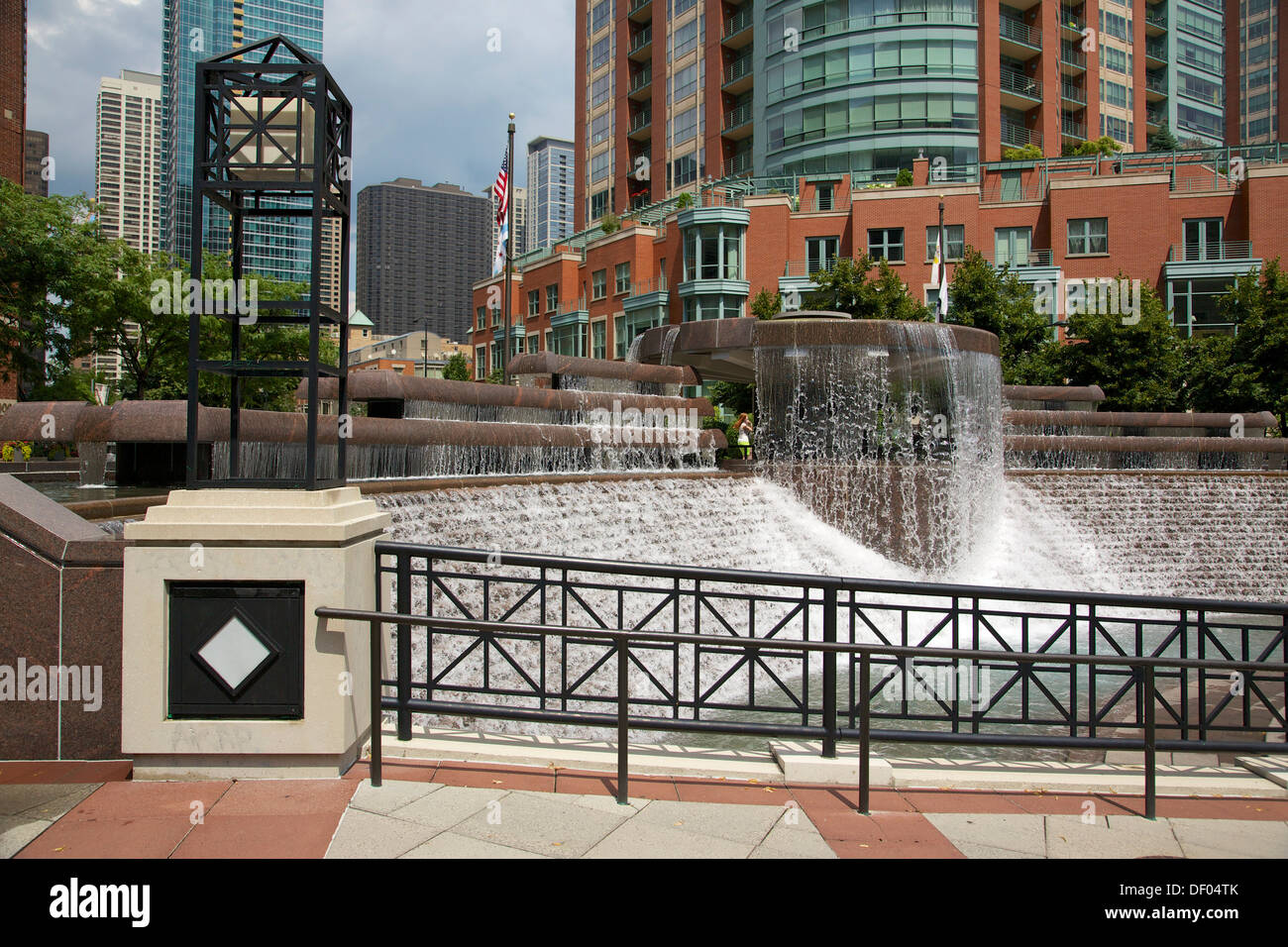 Centennial Fountain. River Esplanade Park. Chicago Illinois Stock Photo ...