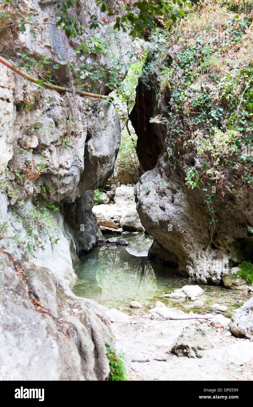 Gap in rocks Dimosari gorge, close to Nydri Nidri town, Lefkada Lefkas ...