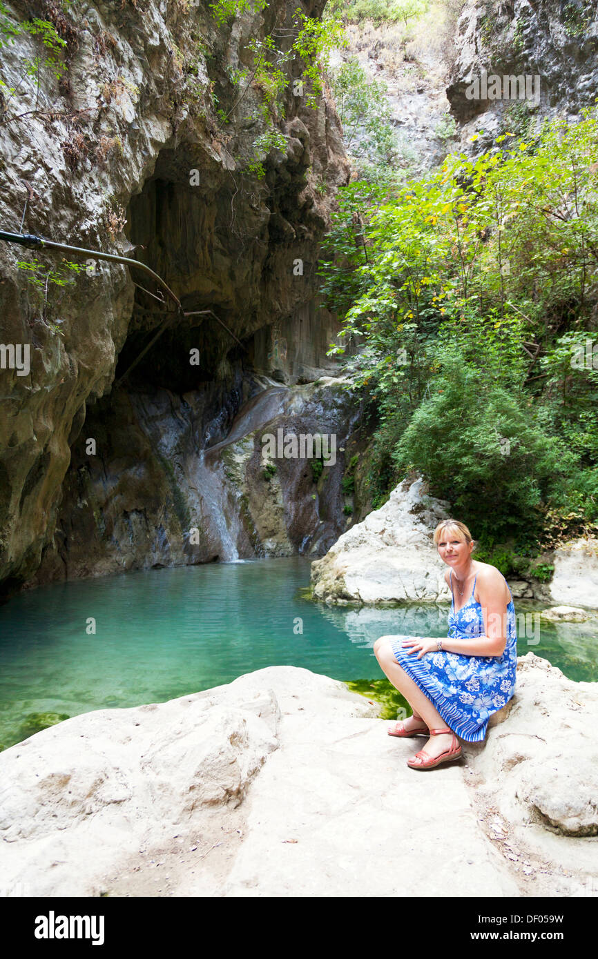 The largest among the waterfalls waterfall in Dimosari gorge, close to ...