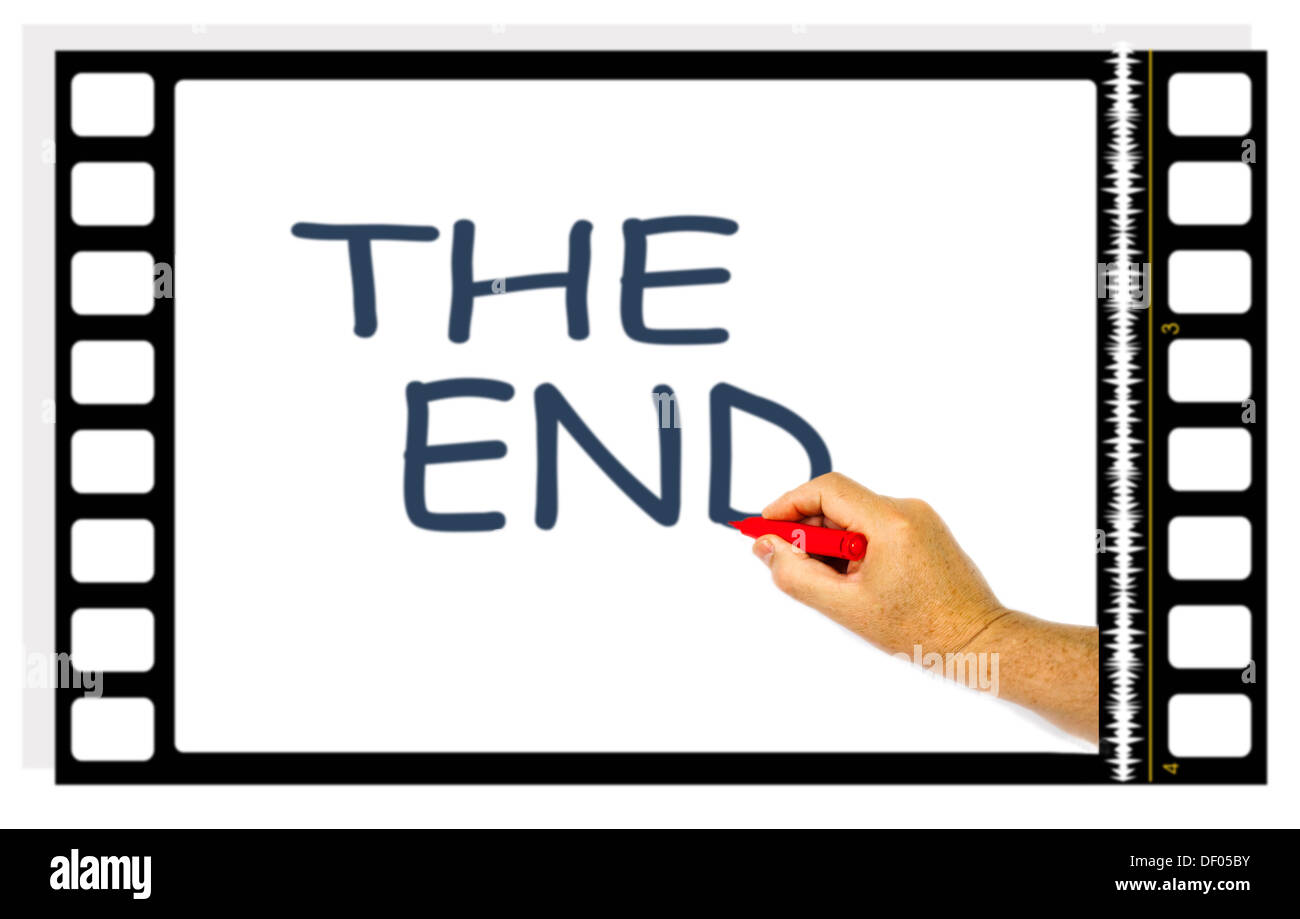 Empty frame with end and hand with red pen Stock Photo - Alamy