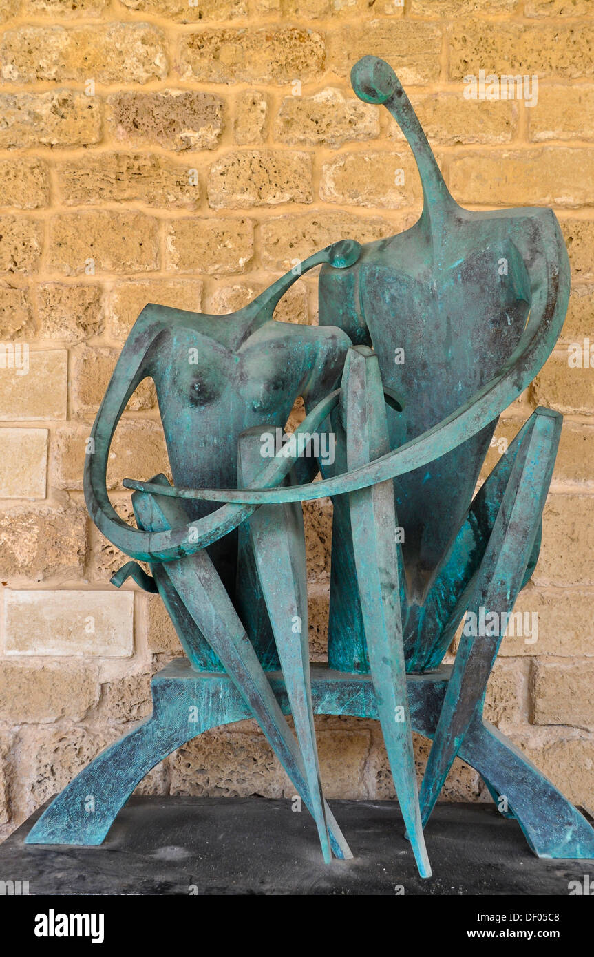 Modern sculpture, ancient city of Caesarea or Caesarea Maritima, Israel ...