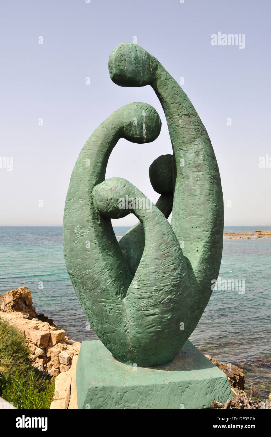 Modern sculpture, ancient city of Caesarea or Caesarea Maritima, Israel ...