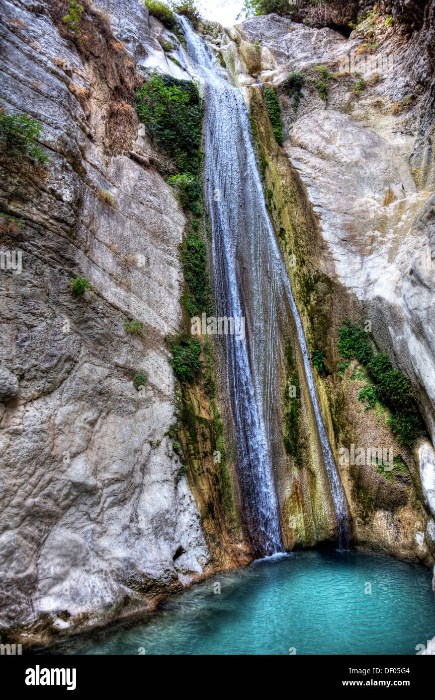 The largest among the waterfalls waterfall in Dimosari gorge, close to ...