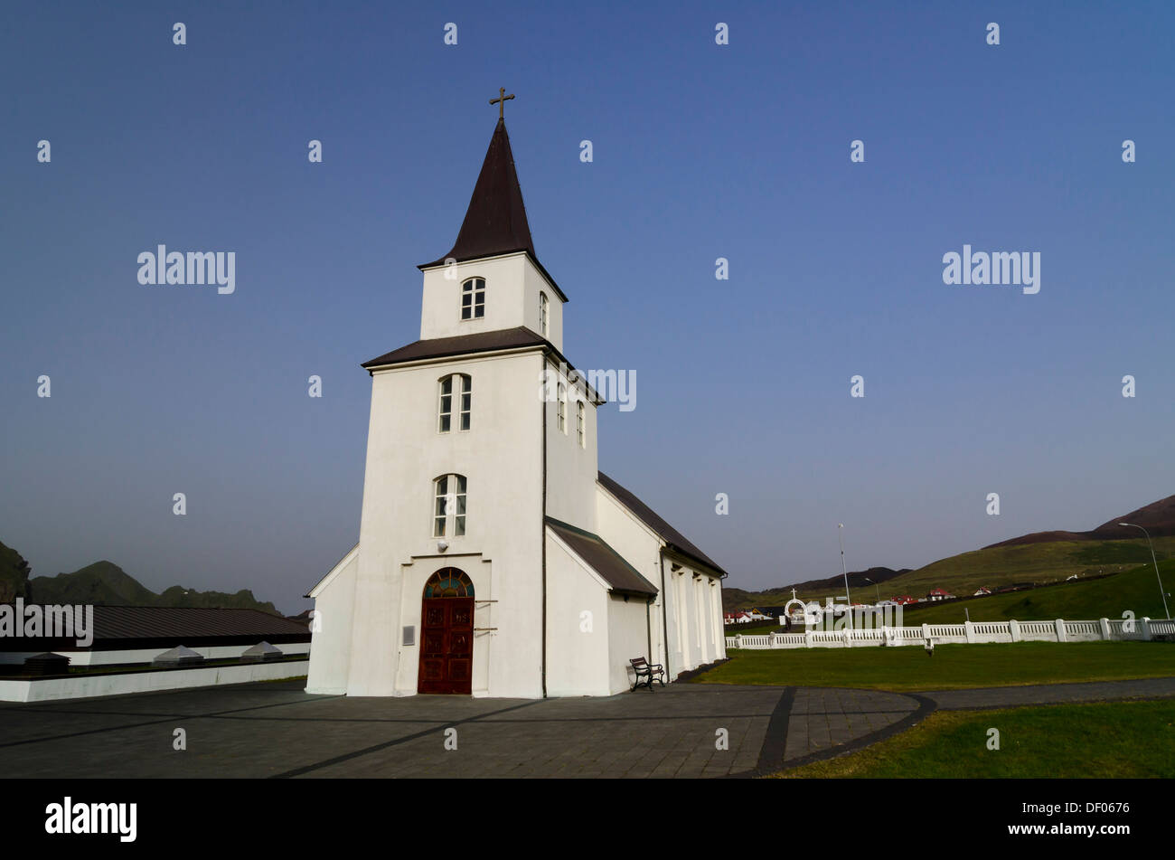 Church, town of Vestmannaeyjar, Heimaey Island, Westman Islands ...