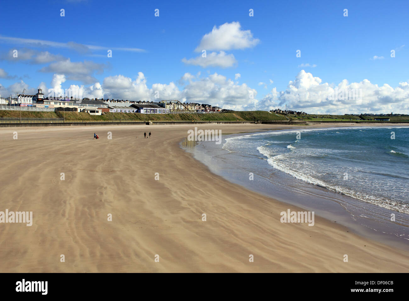 West Strand at coastal resort of Portrush, County Antrim, Northern ...