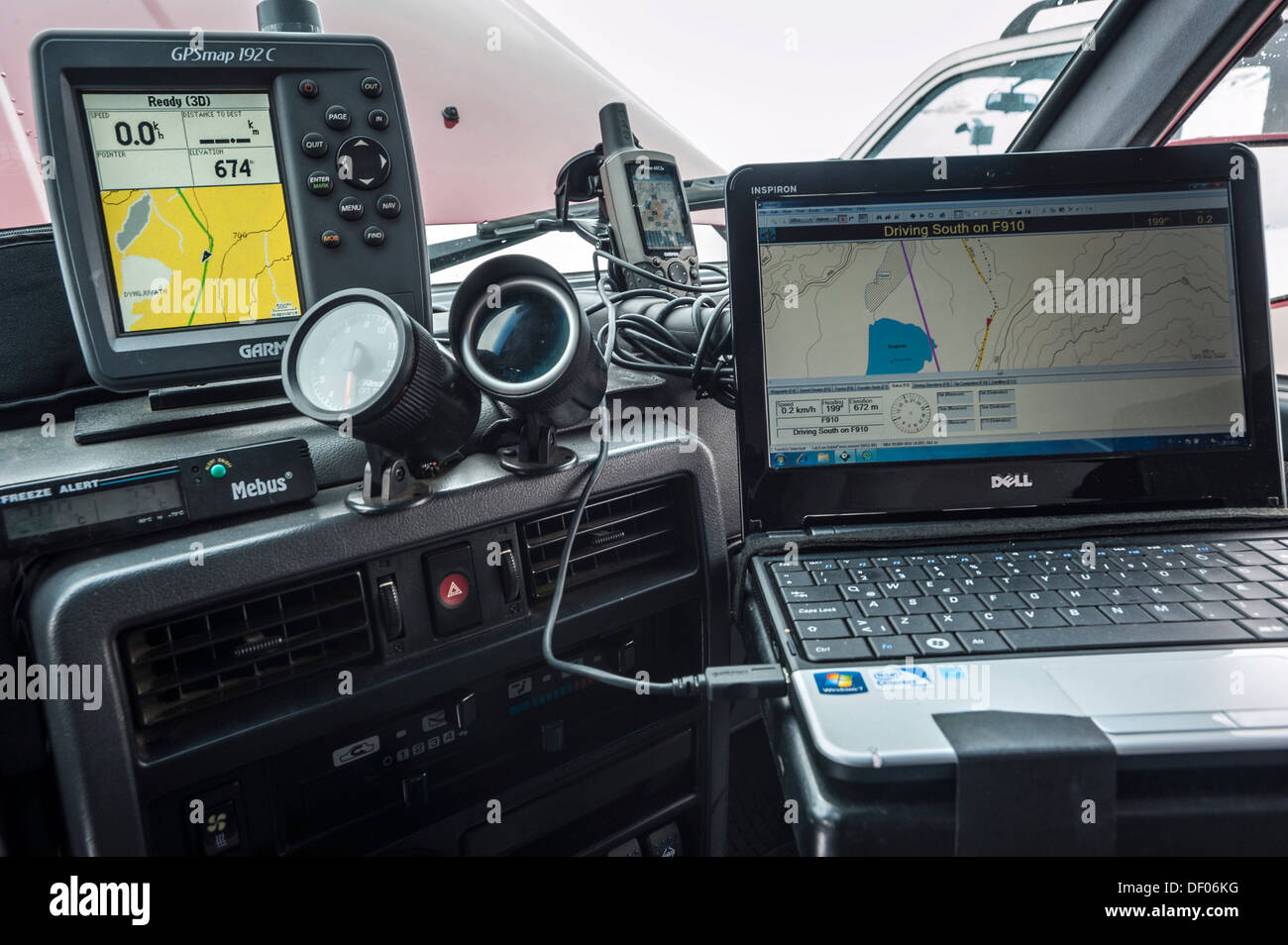 Cockpit from the inside, interior, technology, Super Jeep, GPS ...