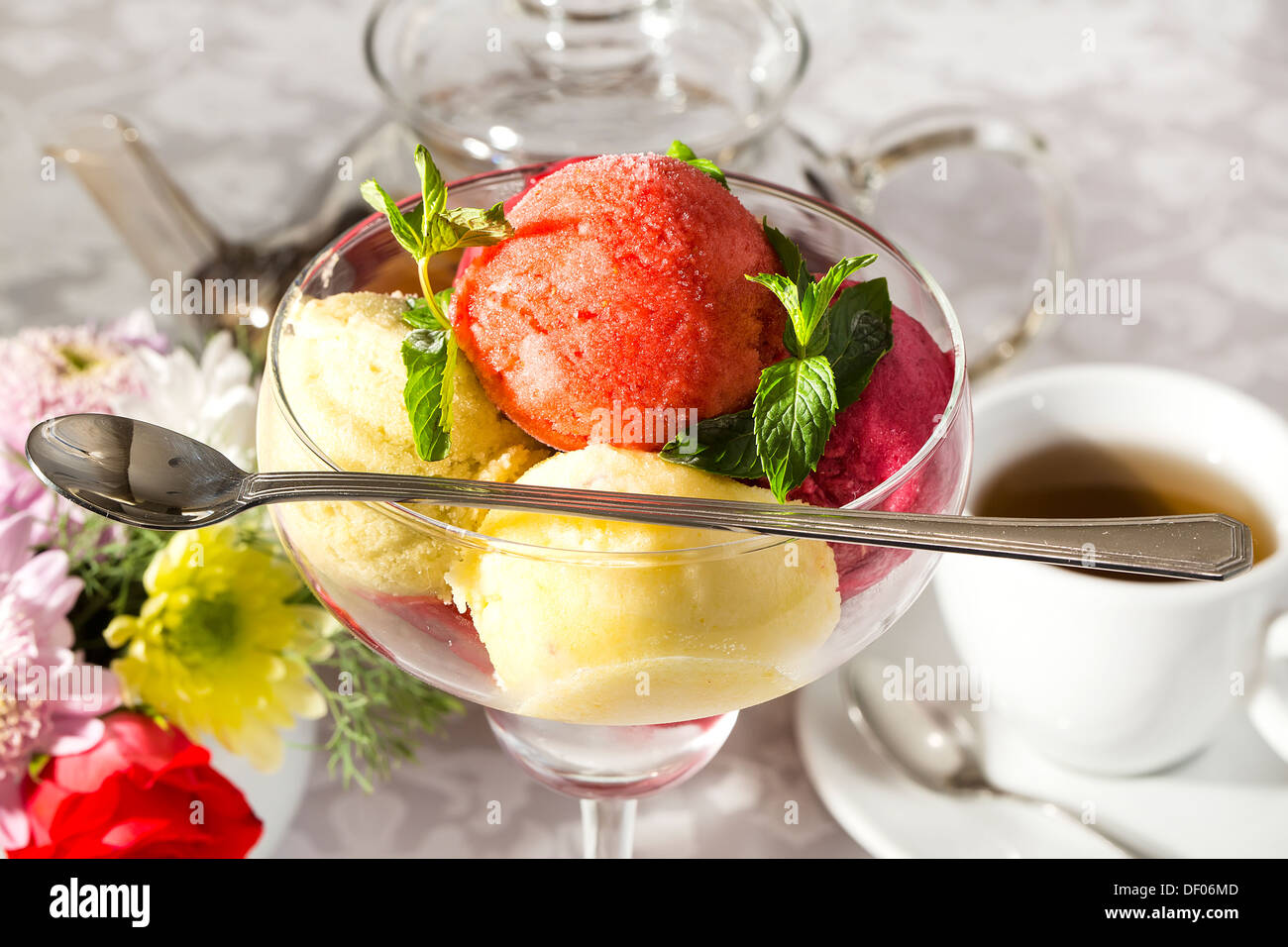 Fruit sorbet on white background Stock Photo - Alamy