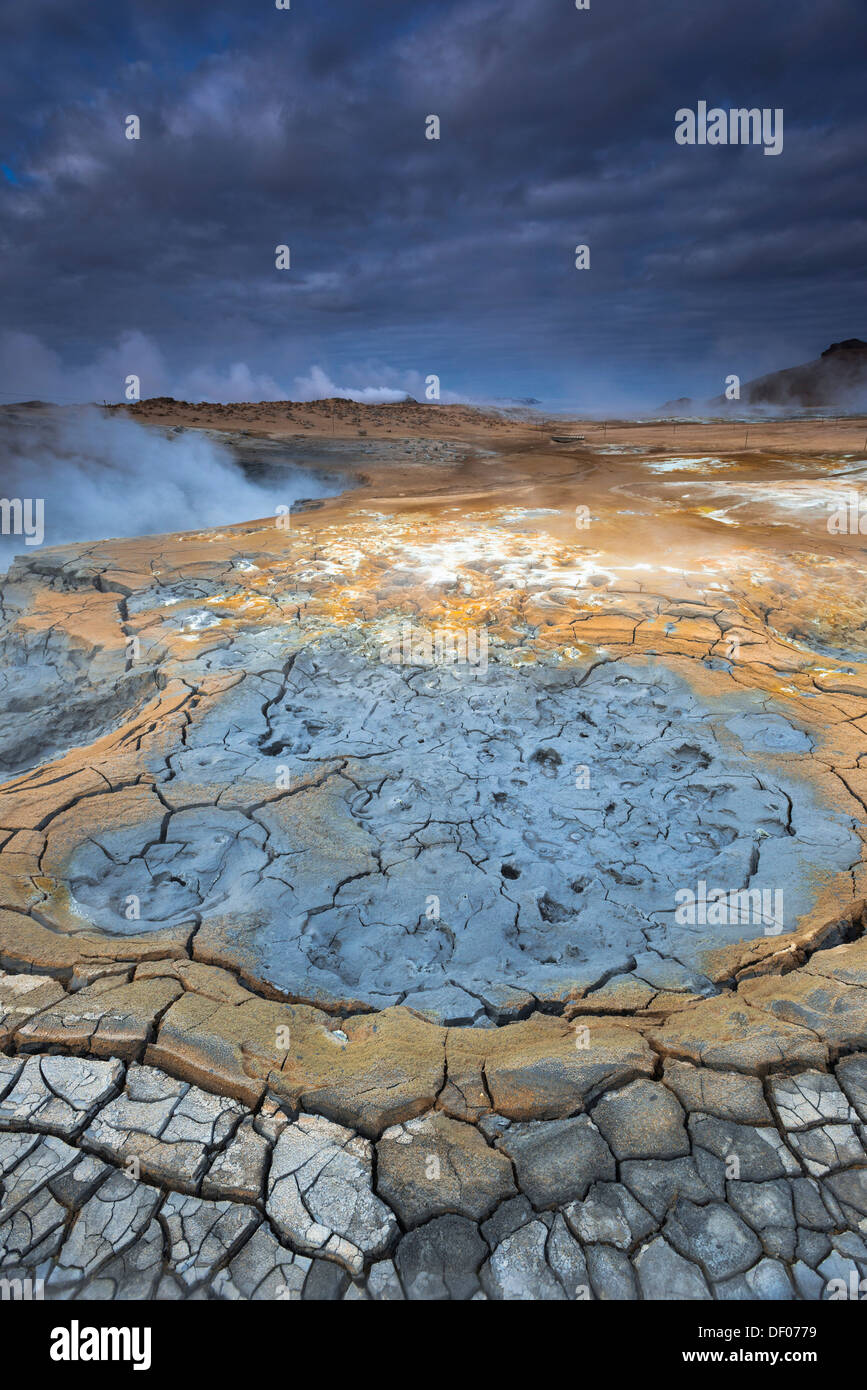 Solfataras, fumaroles, mud pools, sulfur and other minerals, steam ...