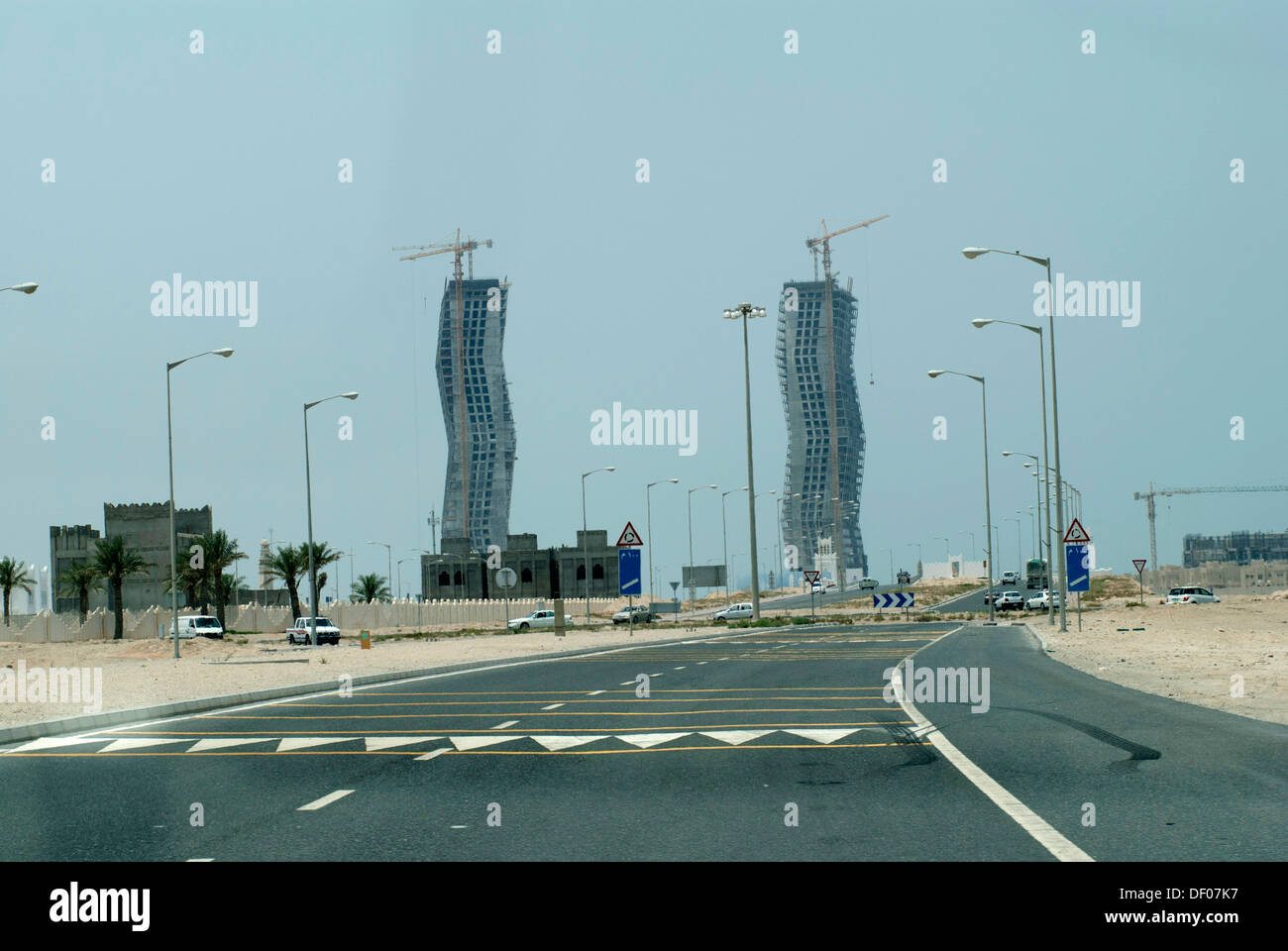 Doha Qatar architecture buildings construction and road view Stock ...