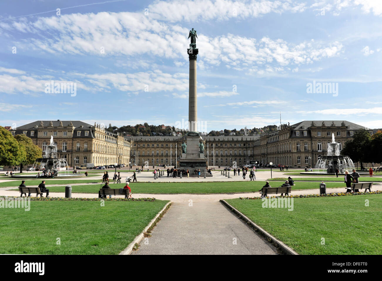 Schlossplatz, castle square, with Neues Schloss castle, Stuttgart ...