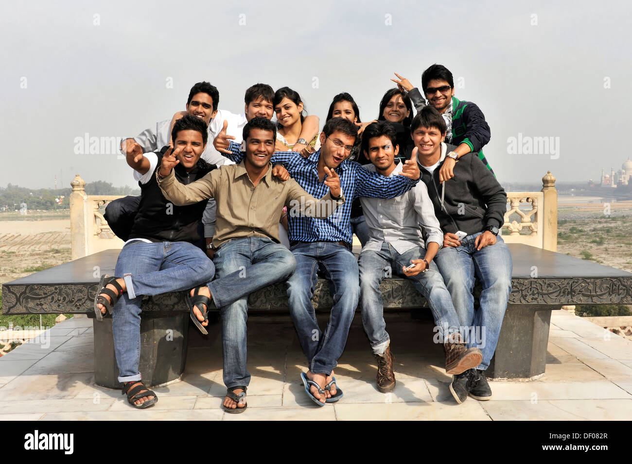 Indian students on an excursion, visit to the tomb of Akbar the Great ...