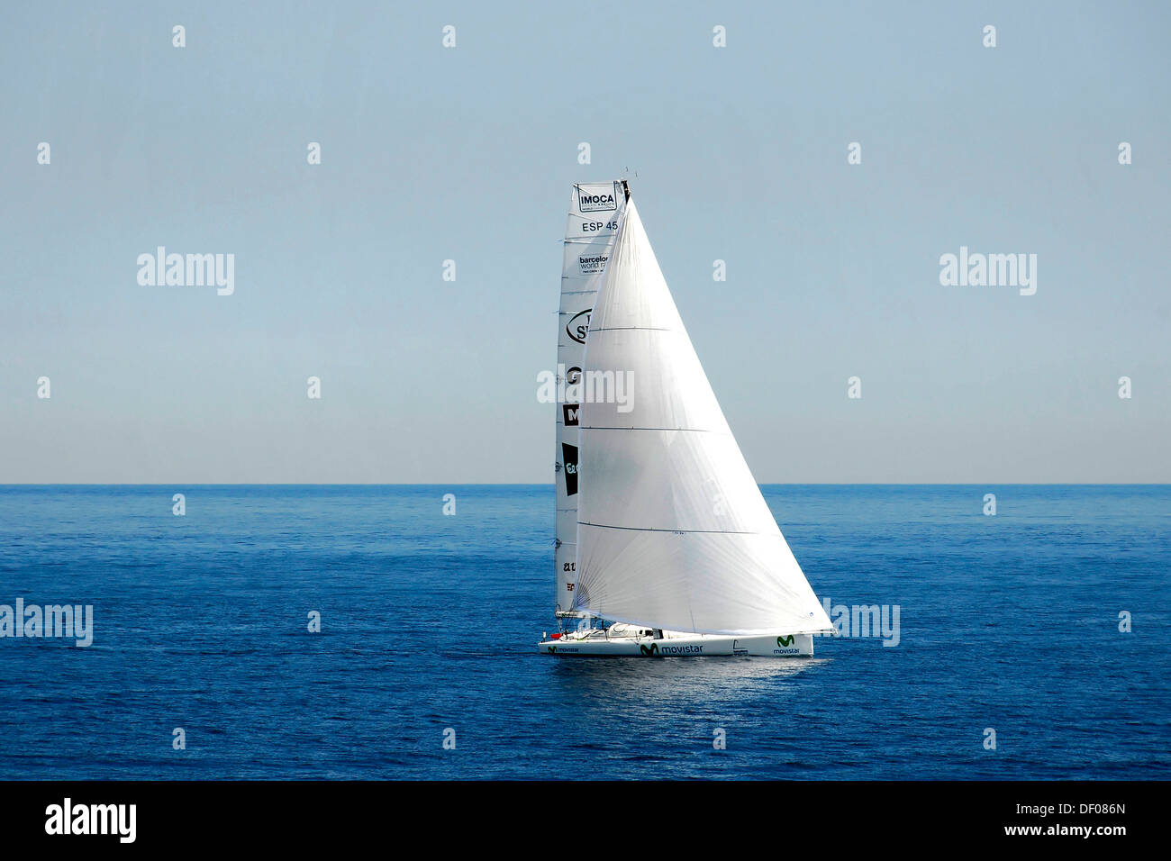Sailing yacht, large sailing boat, Strait of Gibraltar, Morocco, North ...