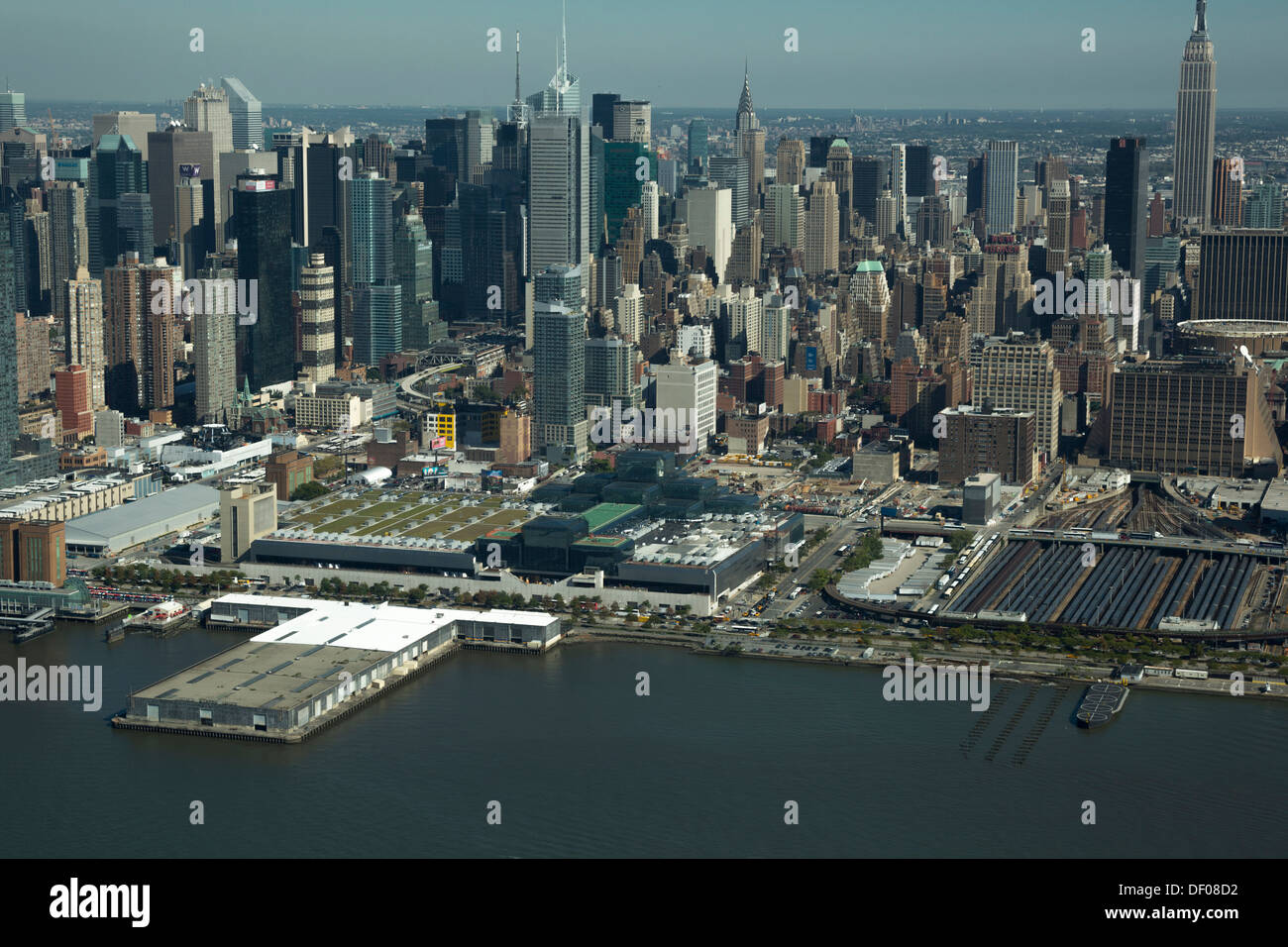 2013 HISTORICAL AERIAL HUDSON YARDS MIDTOWN SKYLINE HUDSON RIVER ...