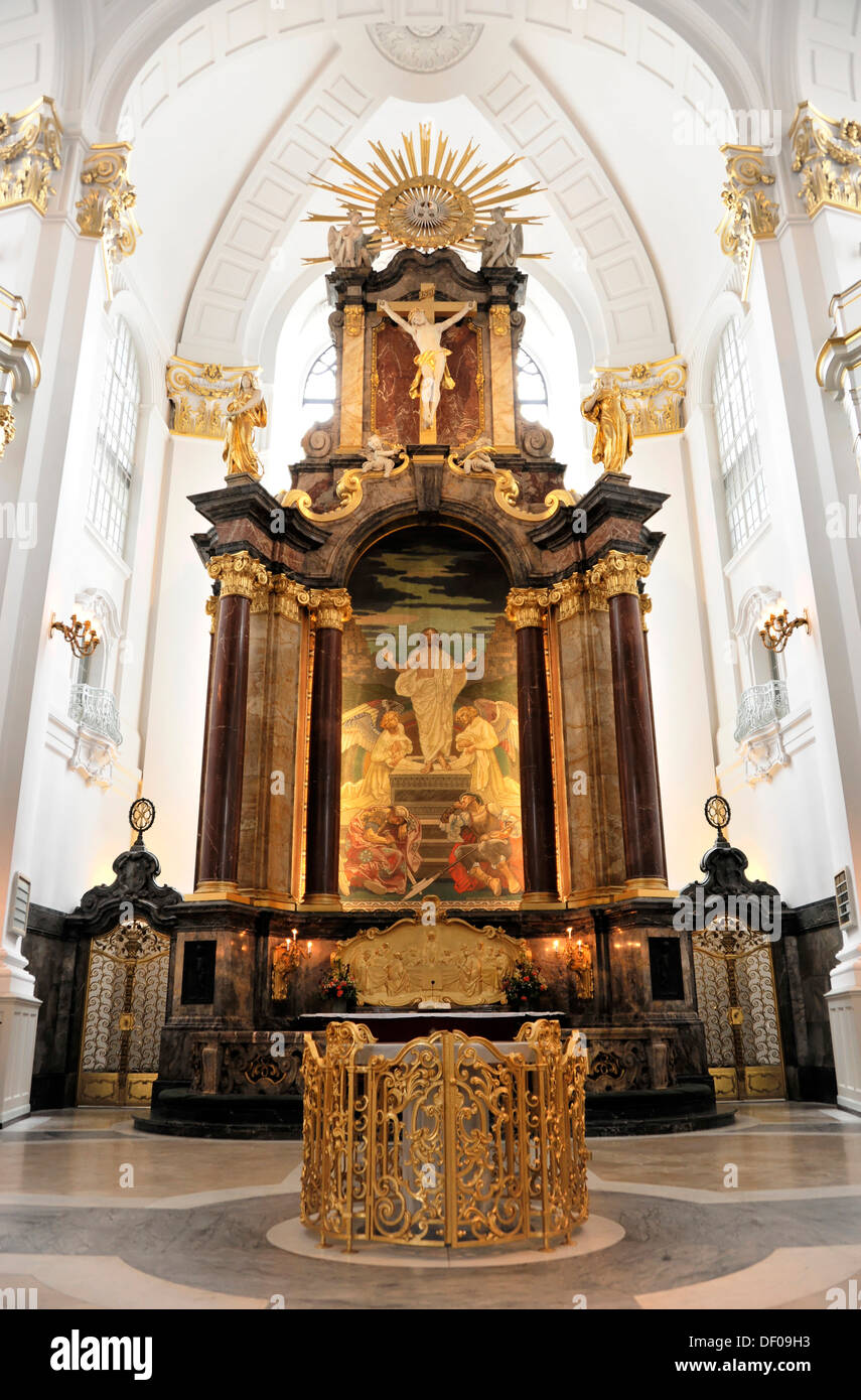 Altar area, interior view with altar, St. Michaelis Church, St Michael ...
