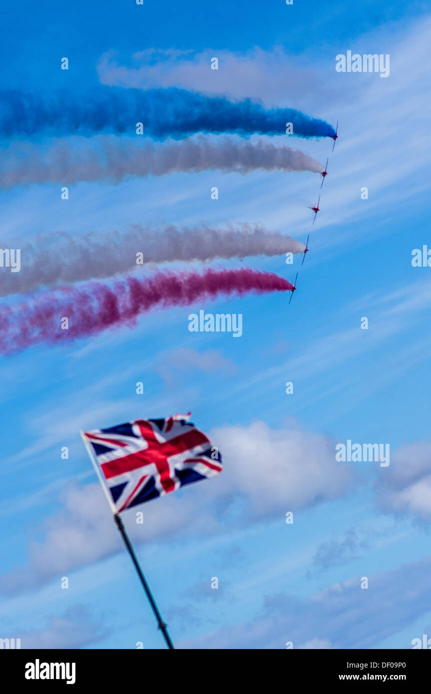 Red arrows and union flag Stock Photo - Alamy
