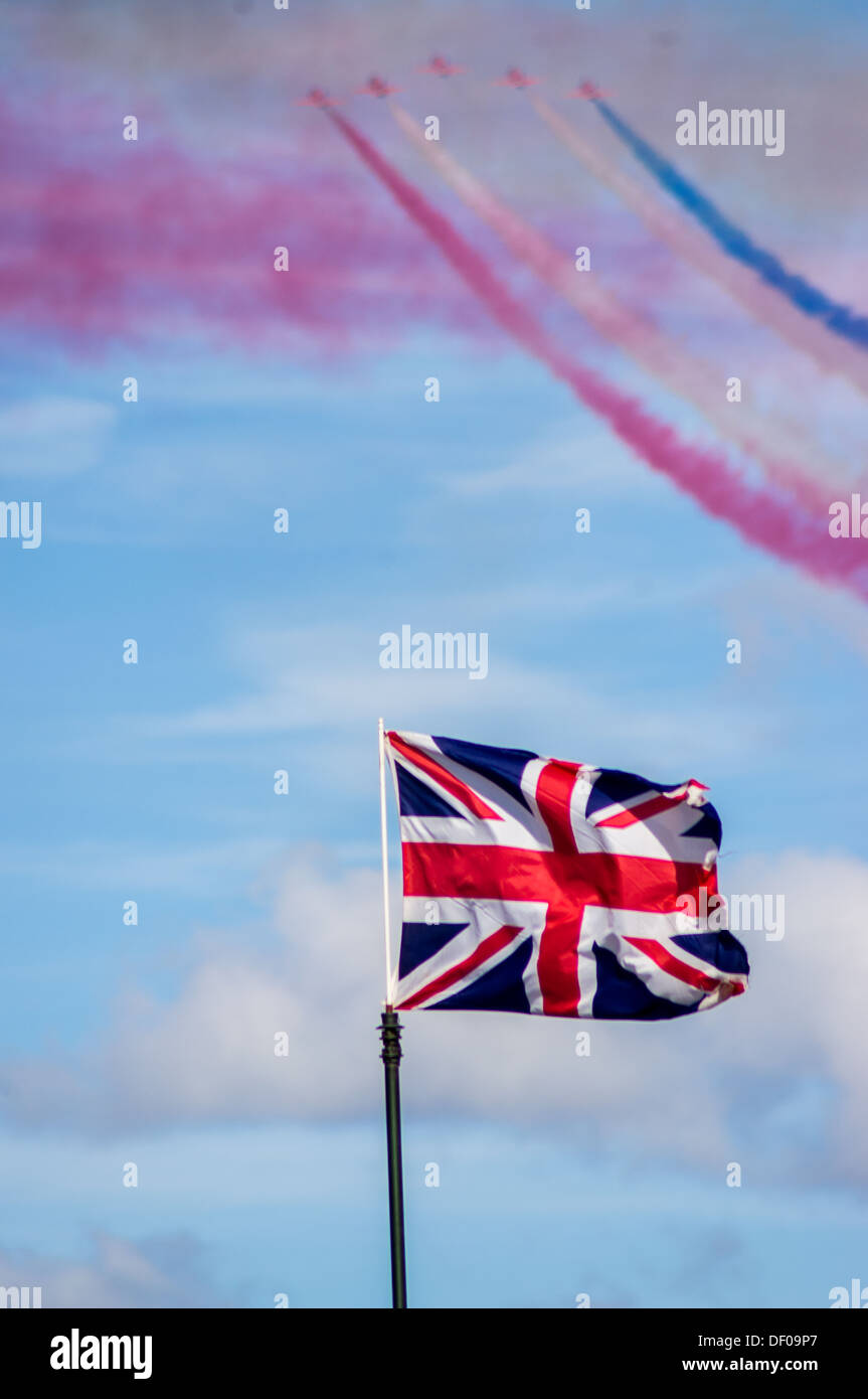 Red arrows and union flag Stock Photo - Alamy