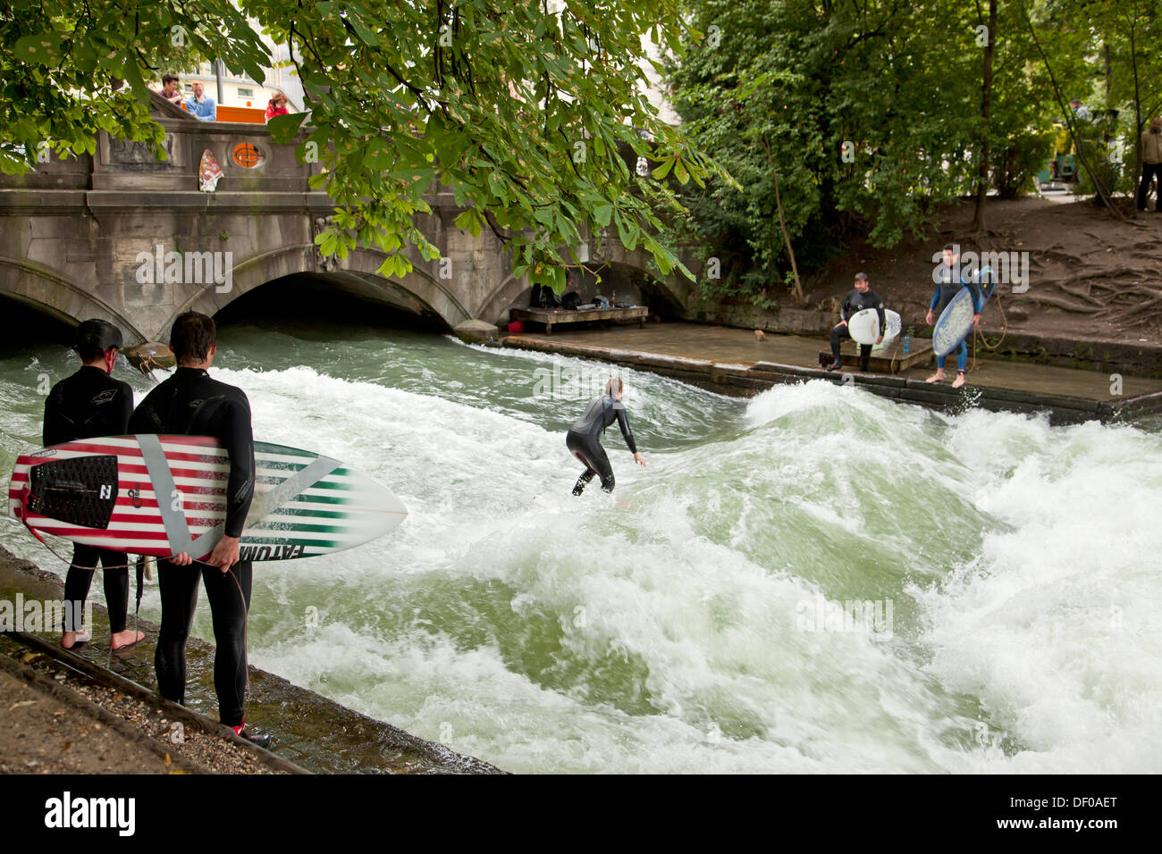 Surfer at Eisbach in Munich, Bavaria, Germany Stock Photo - Alamy