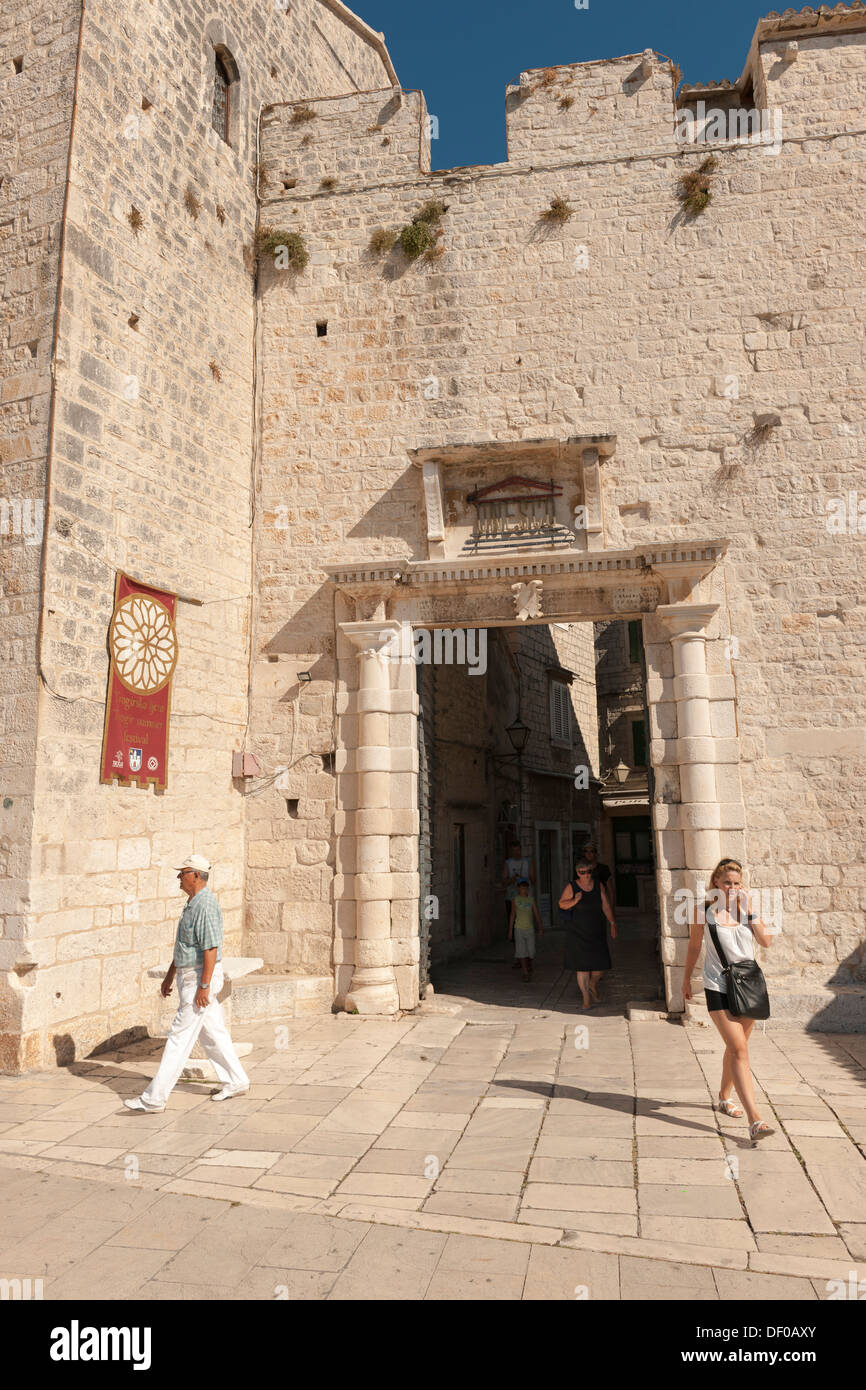 Gateway to the historic town centre, UNESCO logo, Trogir, UNESCO World ...