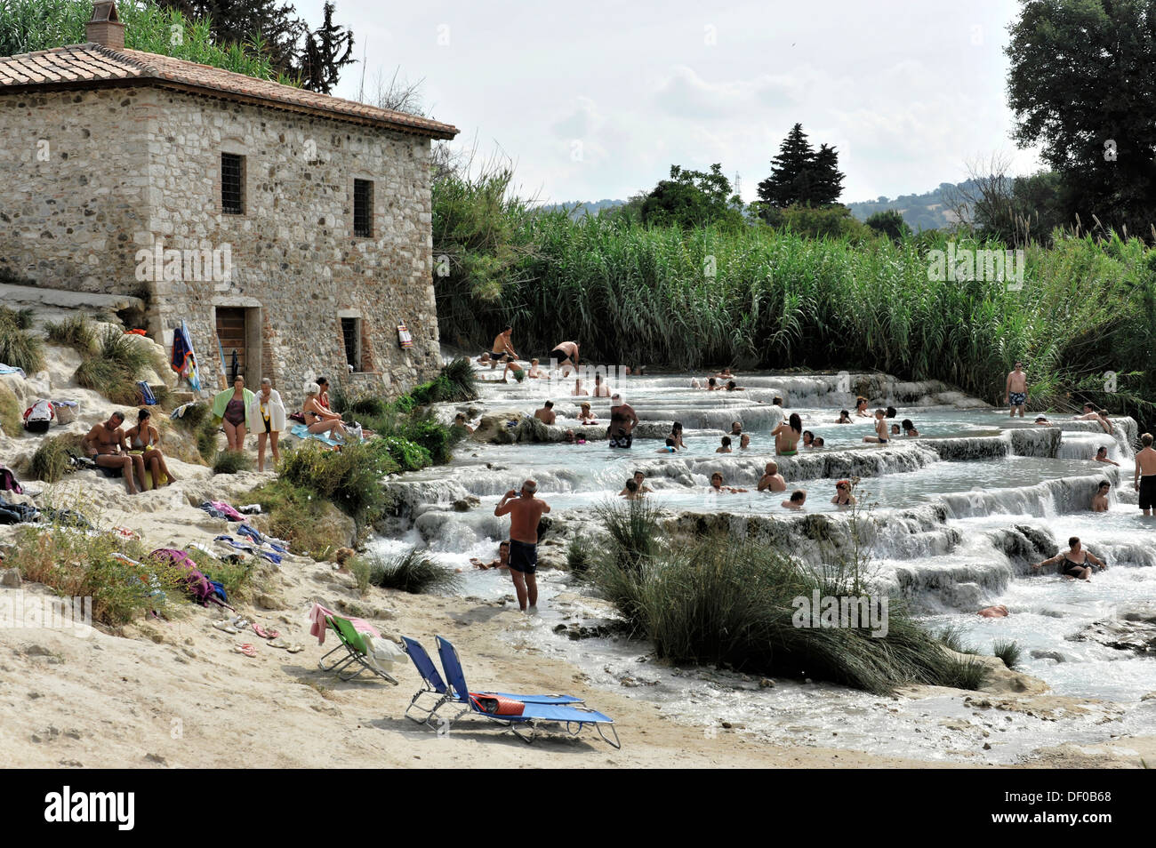 Thermal water, travertine waterfalls, Cascate del Molino, Saturnia ...