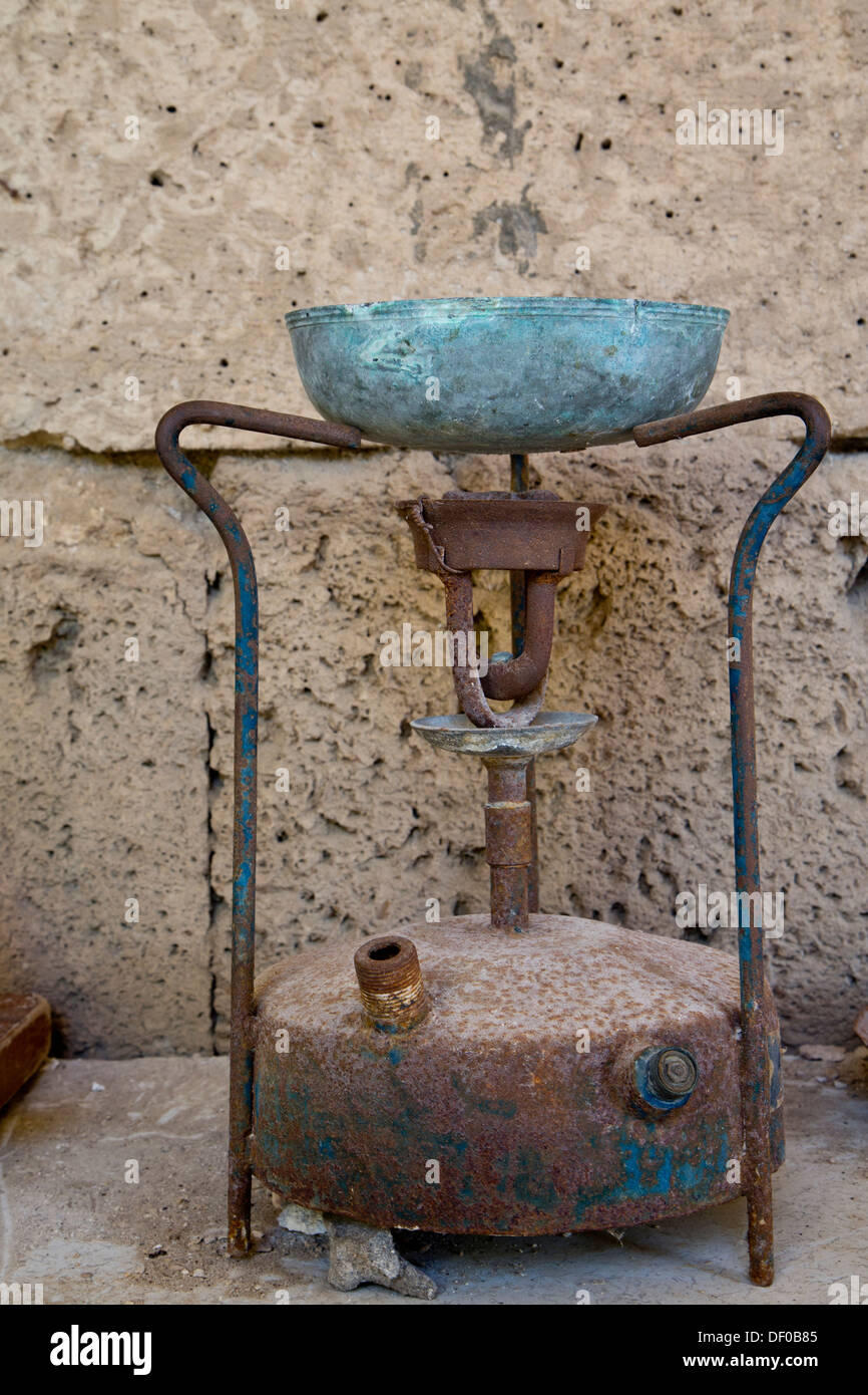 Metal cooker on display at caravansary at Sultanhani, Turkey Stock ...