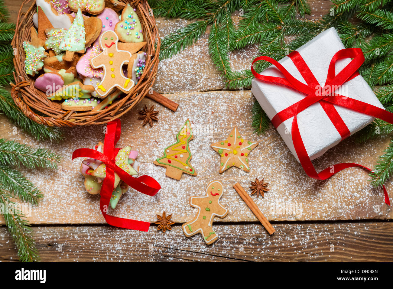 Gingerbread cookies in powdered sugar Stock Photo - Alamy