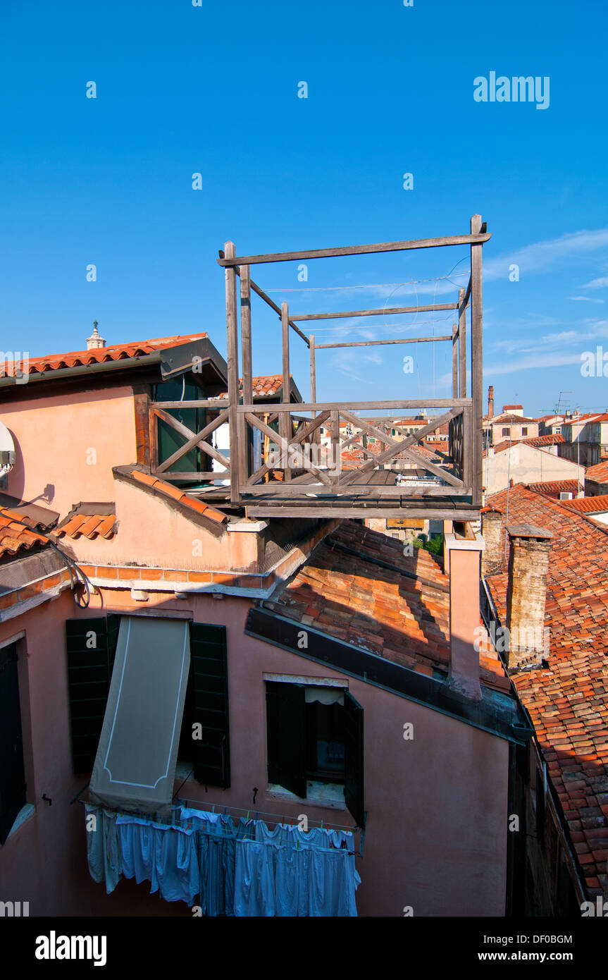 Venice Italy altana typical wood terrace on the roof Stock Photo - Alamy