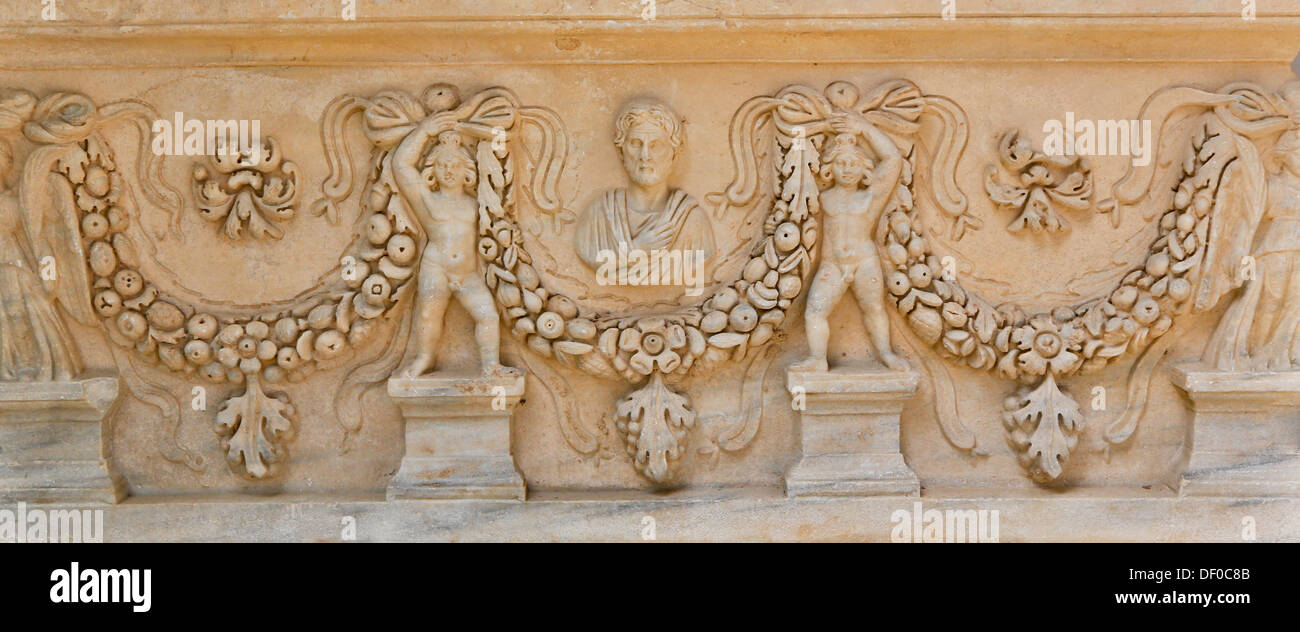Funerary relief from Ephesus Archaeological museum Selcuk, Turkey Stock ...