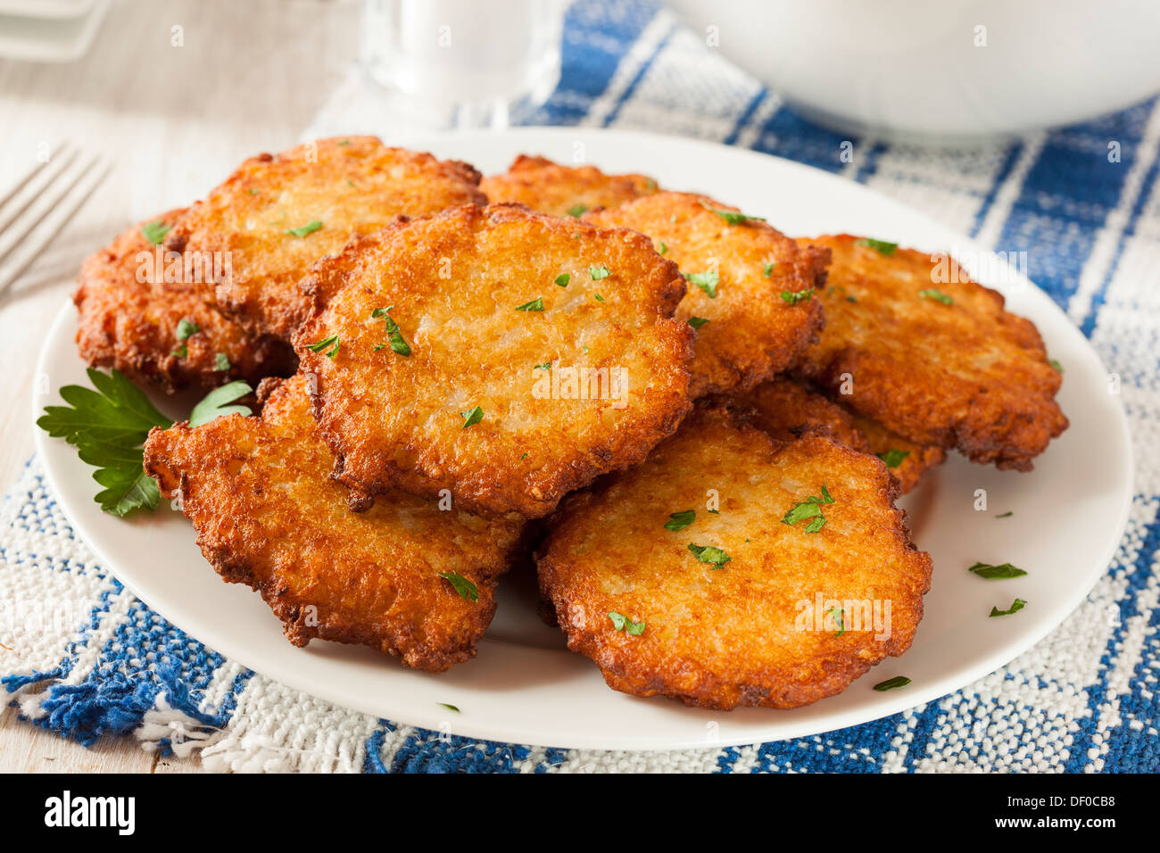 Homemade Traditional Potato Pancake Latke on a Background Stock Photo ...