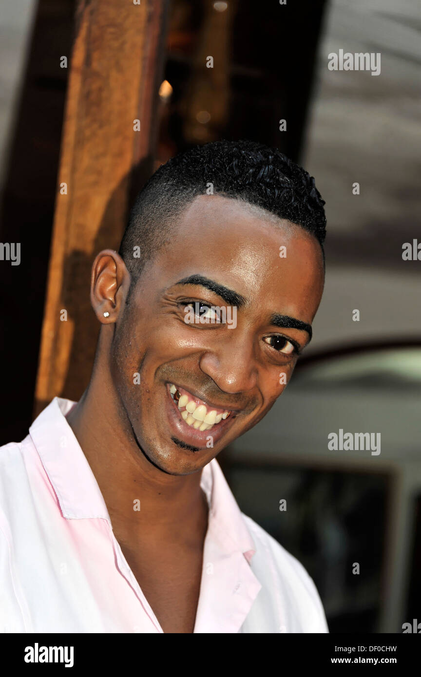 Young Cuban man, student, portrait, Havana, Cuba, Greater Antilles ...