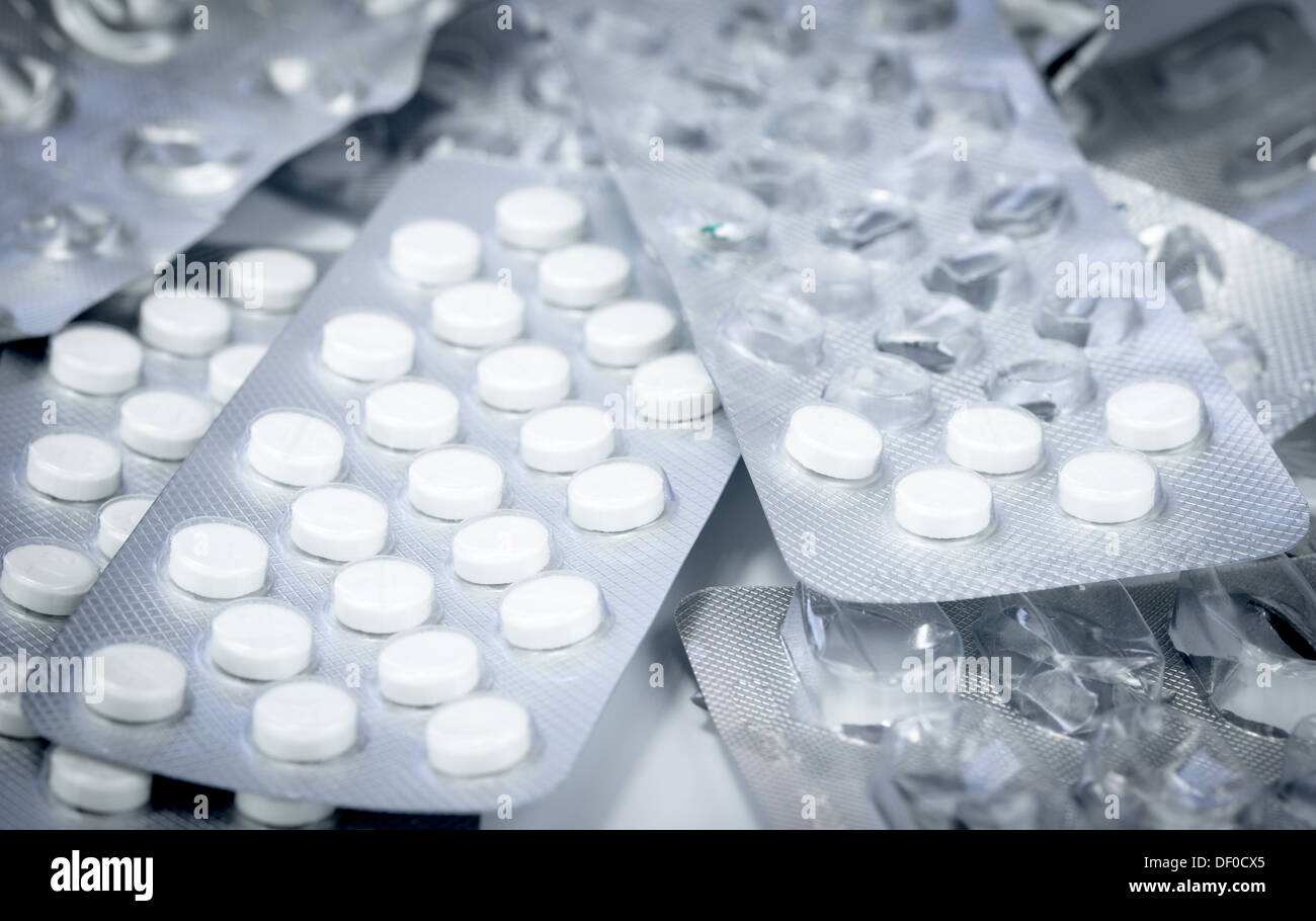Various tablets in blister Stock Photo - Alamy