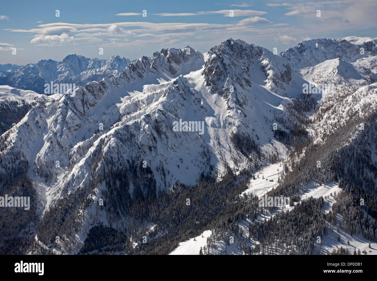 Mt Gartnerkofel, aerial view, Gailtal, Carnian Alps, Carinthia, Austria ...