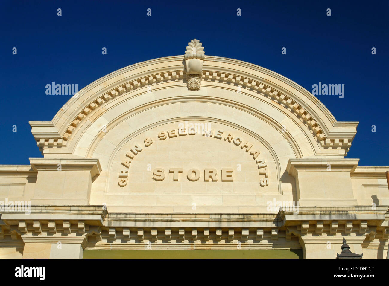 The facade of a typical limestone building in downtown Oamaru, South ...