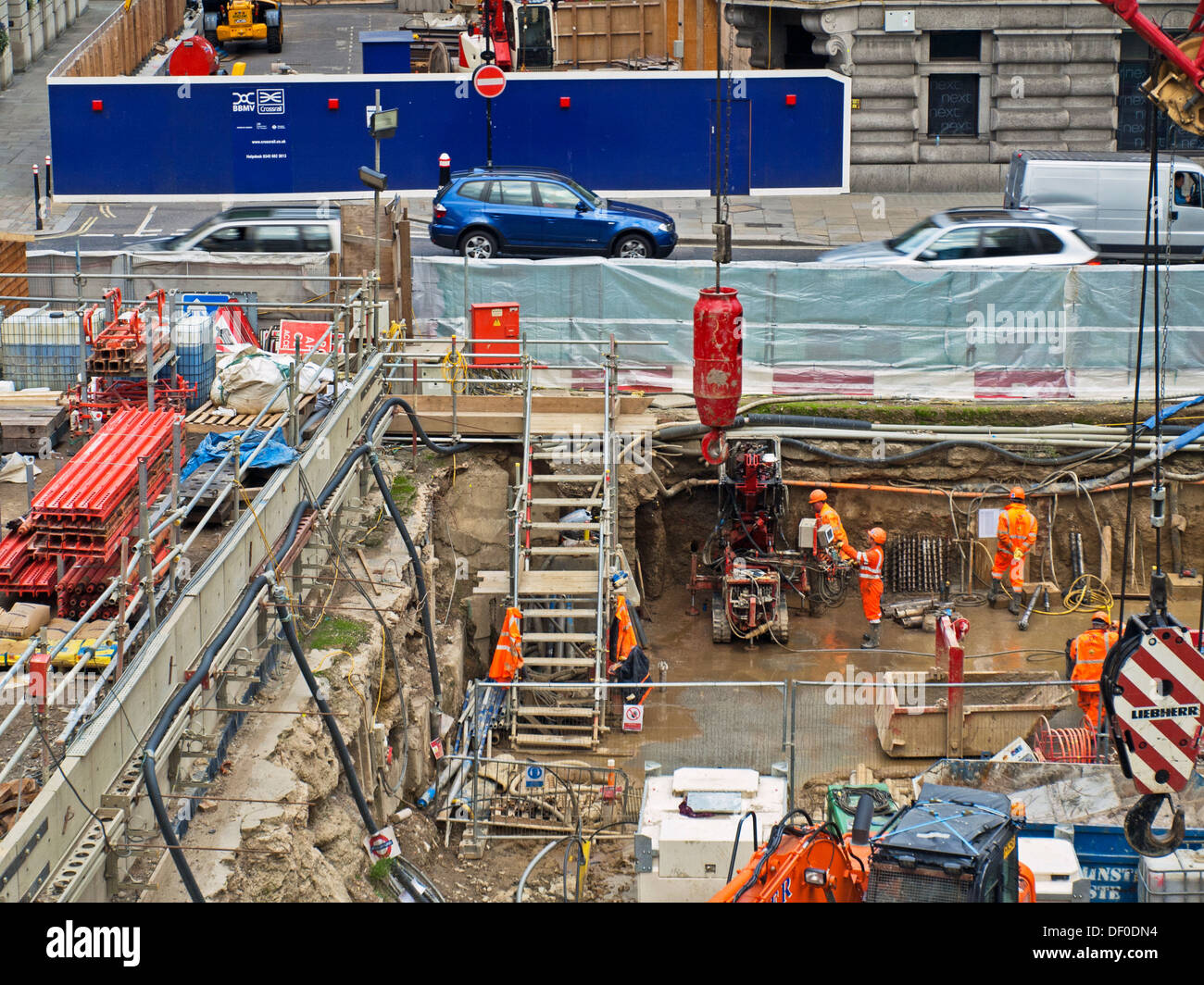 View of Crossrail Moorgate worksite, City of London, London, England ...