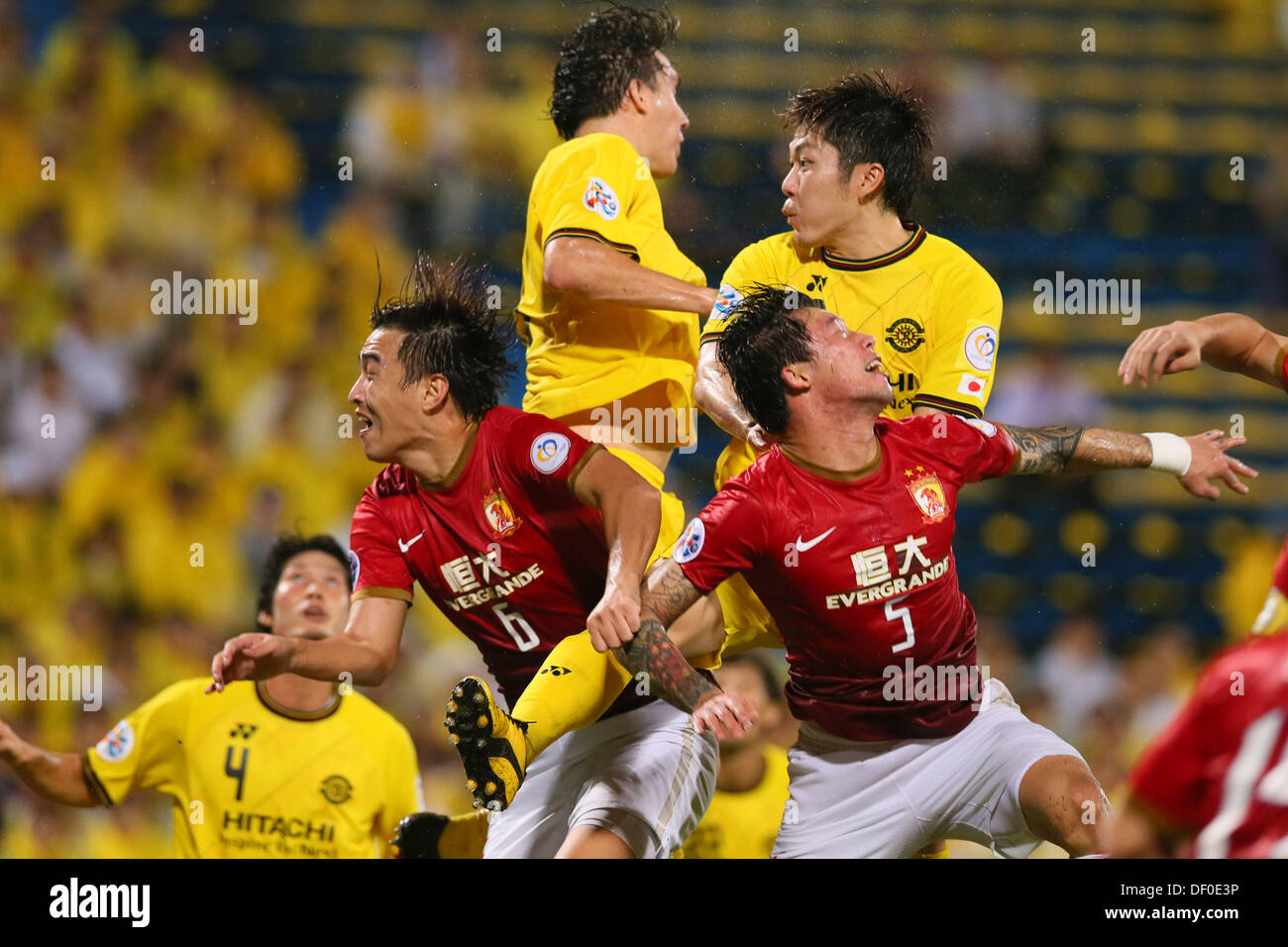 (L-R) Feng Xiaoting, Zhang Linpeng (Evergrande),Naoya Kondo (Reysol ...