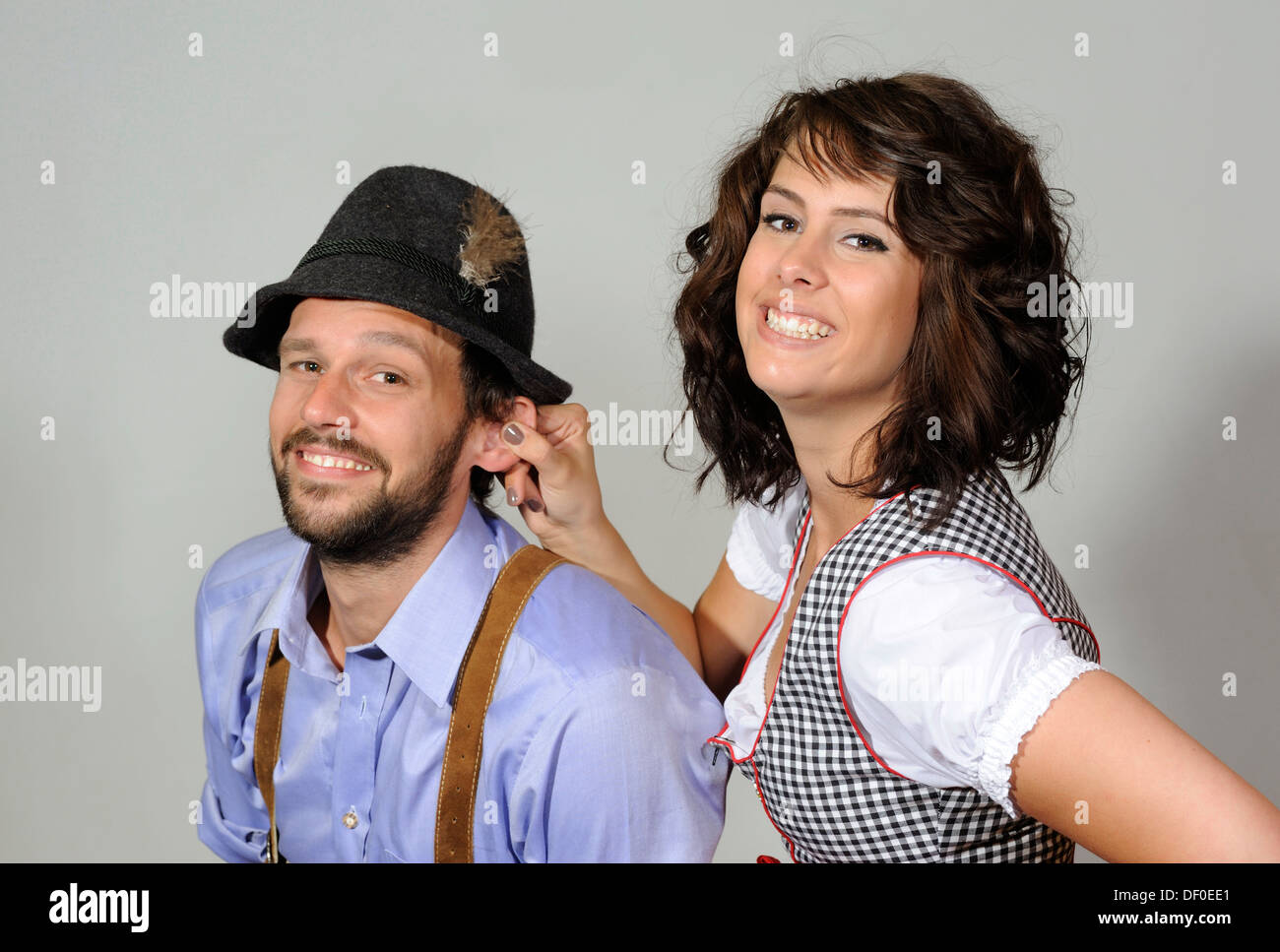 Couple wearing traditional Tyrolean costumes, portrait Stock Photo - Alamy