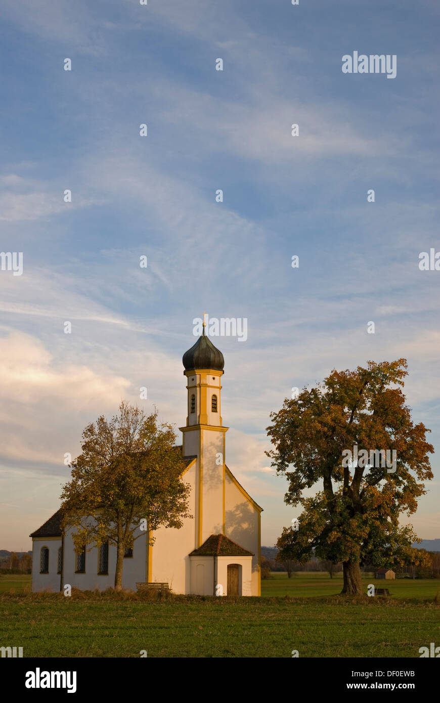 The small baroque St. Johann chapel in Raisting, Bavaria Stock Photo ...