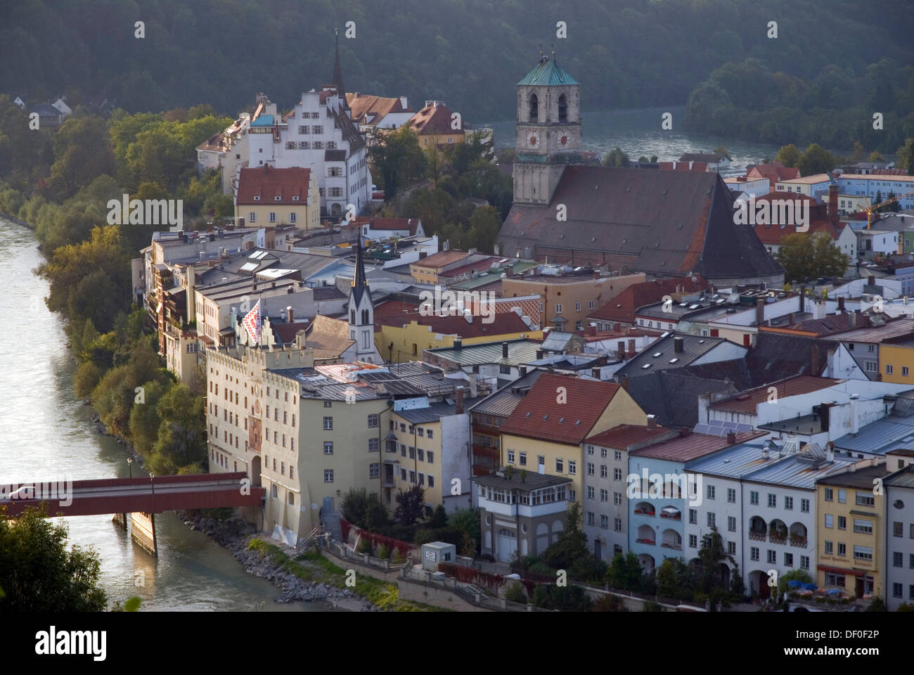 The inn river bridge wasserburg bavaria germany german architecture hi ...