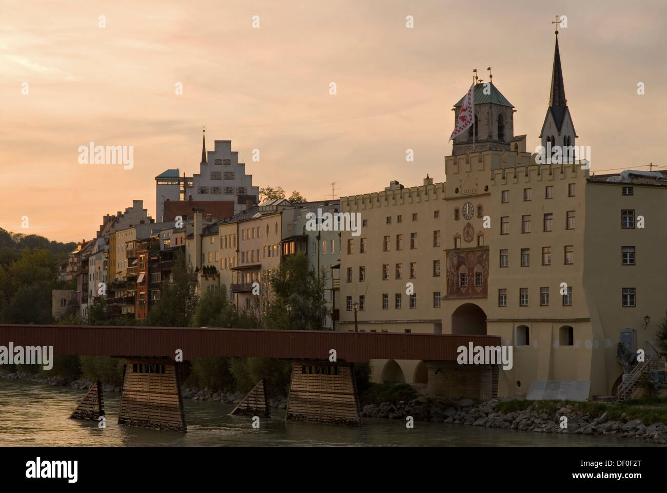 The inn river bridge wasserburg bavaria germany german architecture hi ...