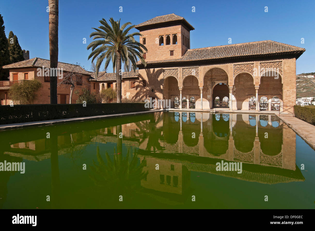 Partal Palace and pond, Alhambra, Granada, Region of Andalusia, Spain ...