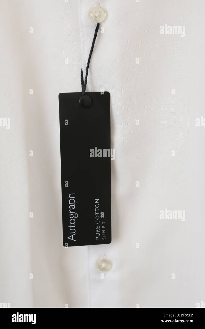 Autograph Label On White Pure Cotton Shirt Stock Photo - Alamy