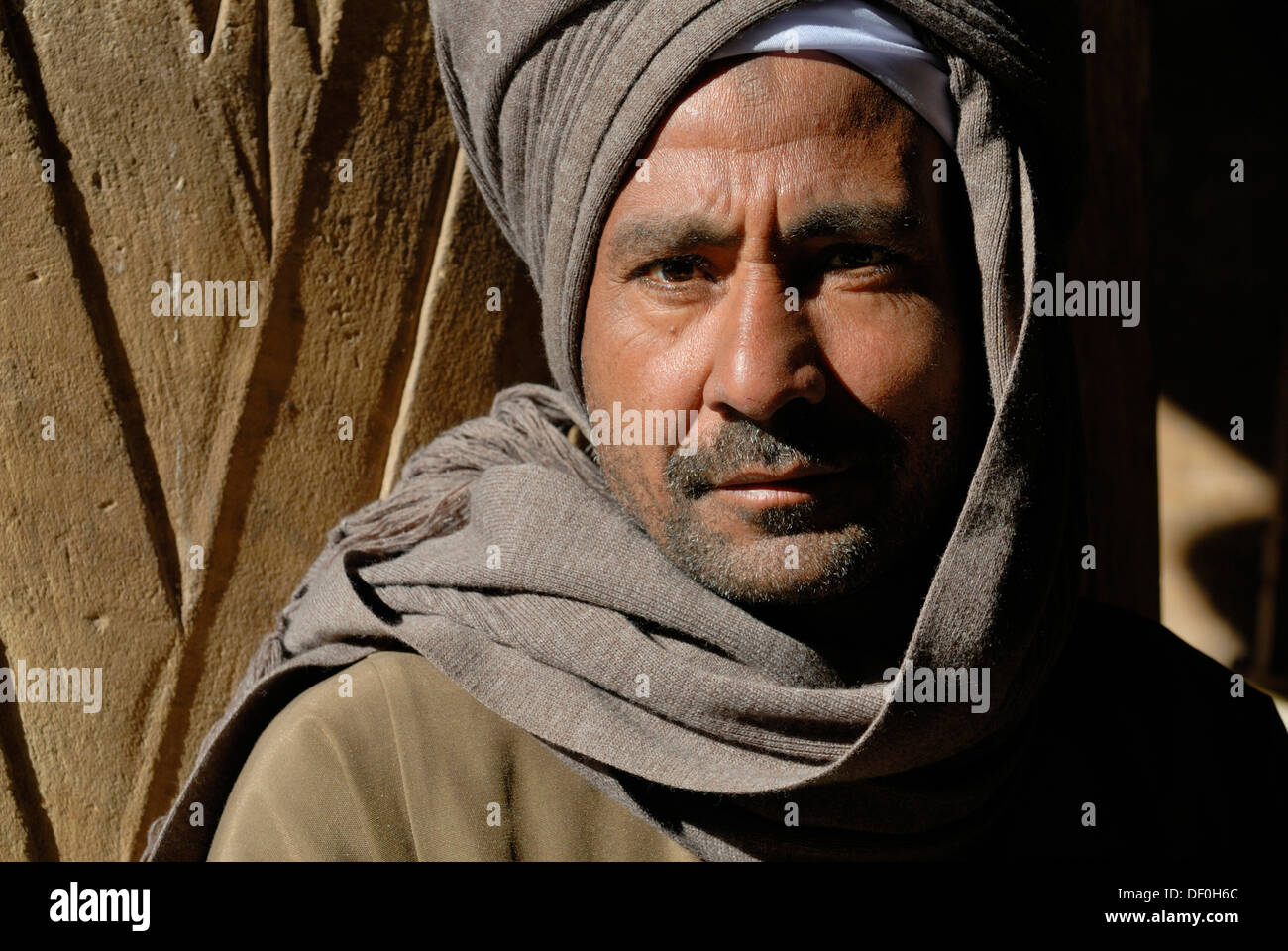 Egyptian man with a turban in the Horus Temple, Edfu, Egypt, Africa ...