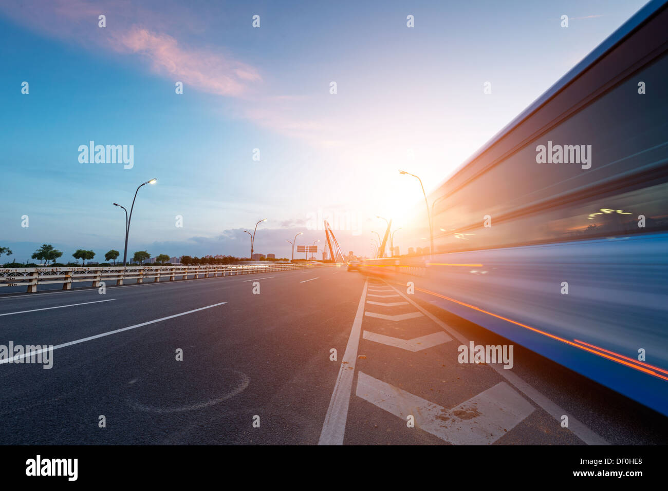 speeding truck go through the bridge Stock Photo - Alamy