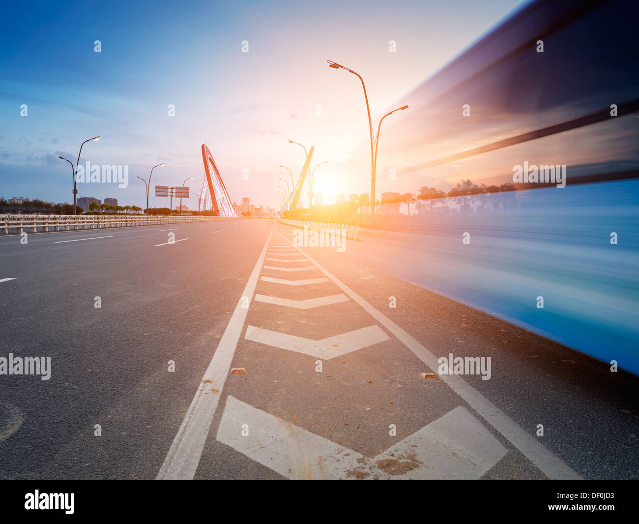 speeding truck go through the bridge Stock Photo - Alamy