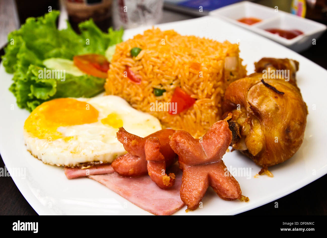 American style breakfast set, fried rice Stock Photo - Alamy