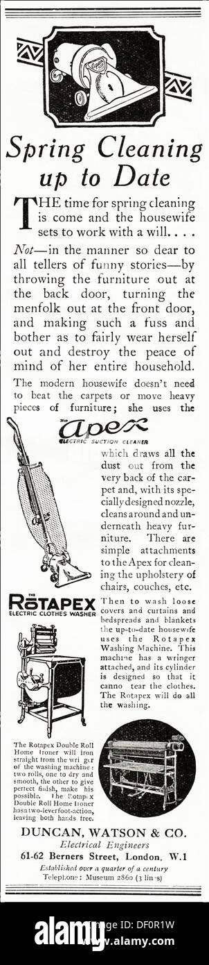 Original 1920s advertisement advertising APEX household appliances ...